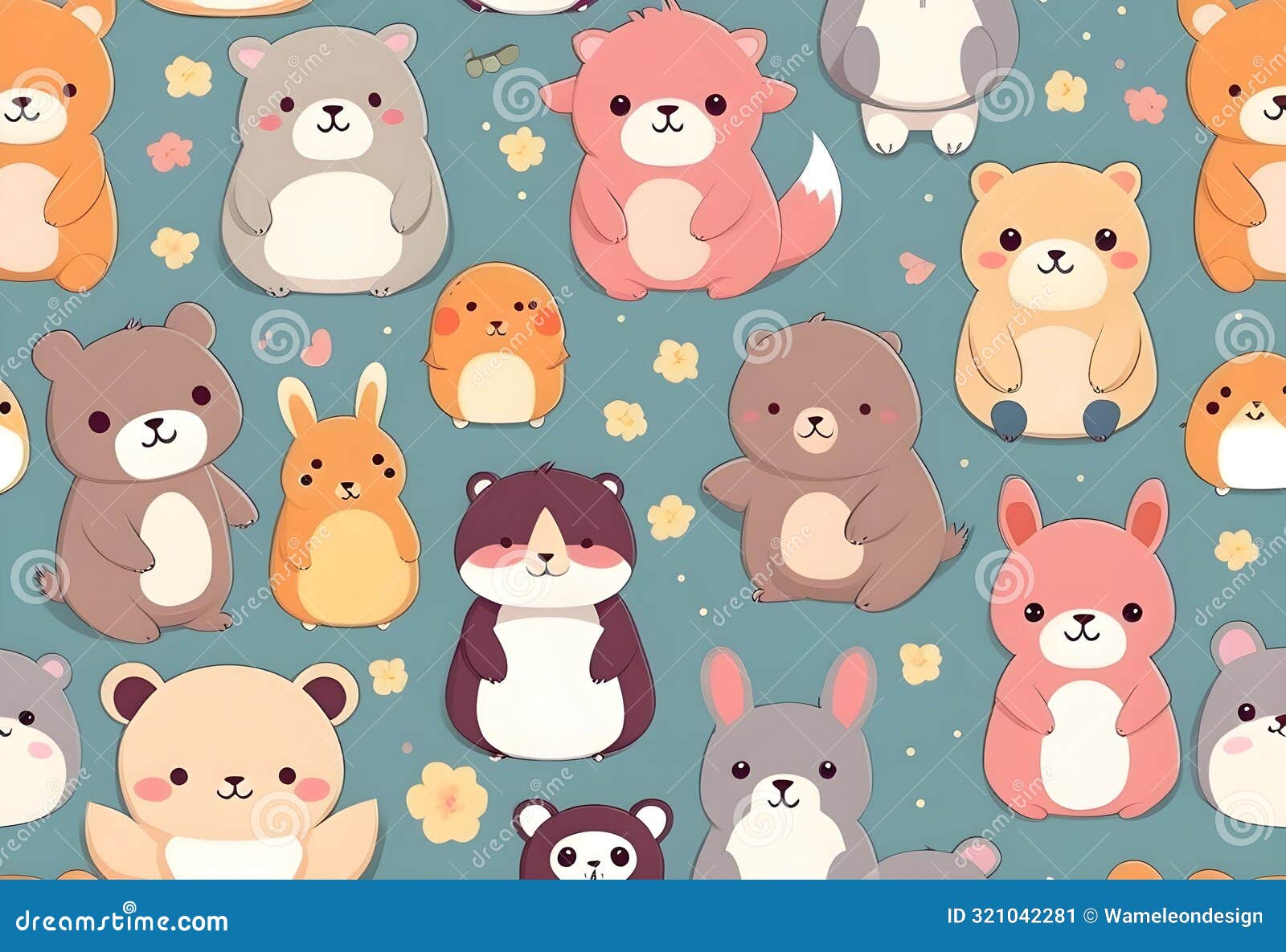 Cute kawai animal pattern stock illustration. Illustration of diagram ...