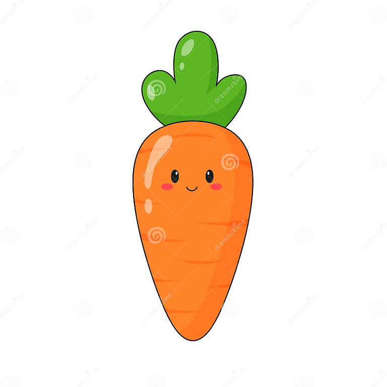 Cute Kawaii Carrot Character Flat Cartoon Illustration Icon Logo