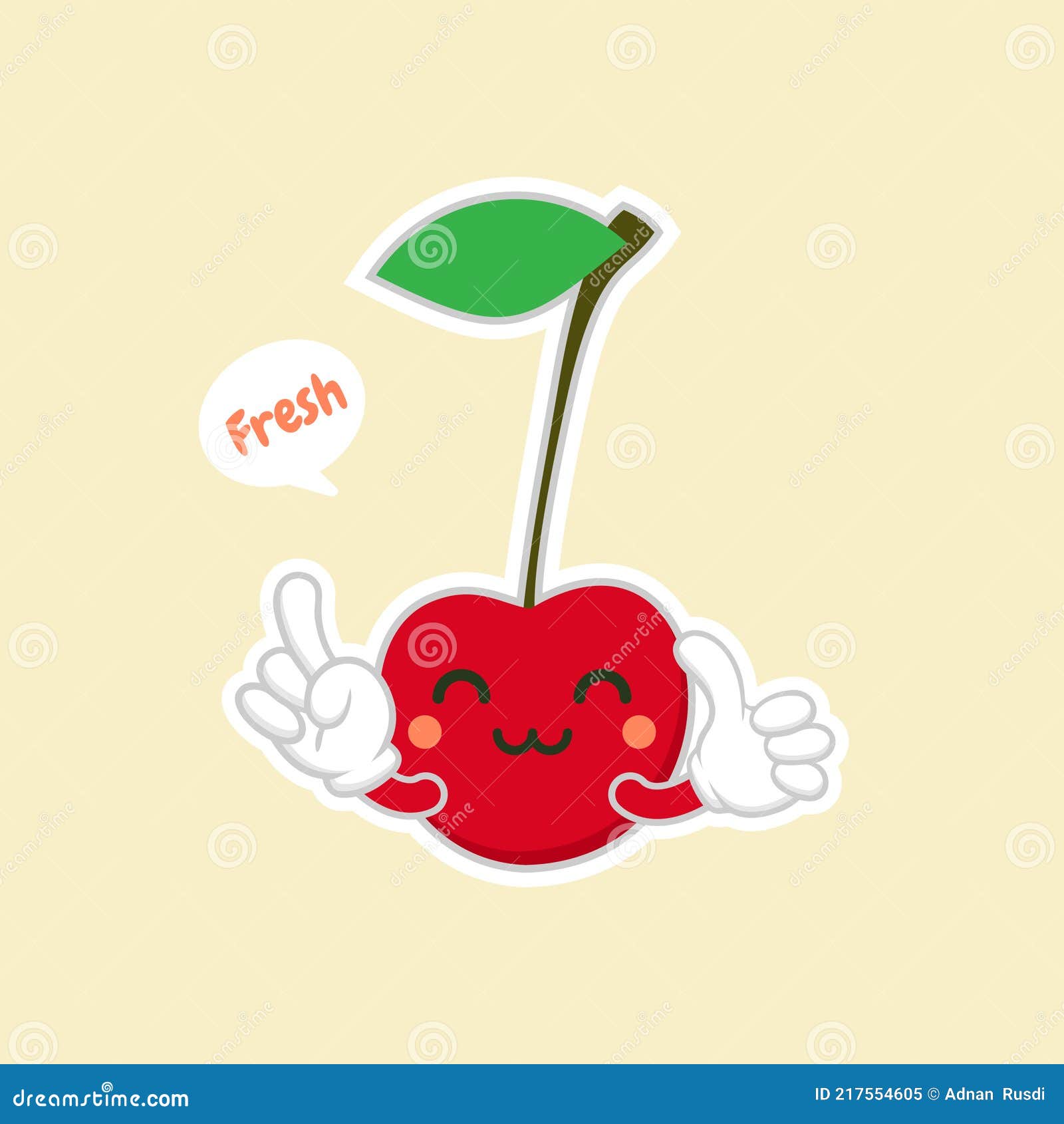 Cute and Kawaii Cherry Characters.Fruit Design with Cherry Vector ...