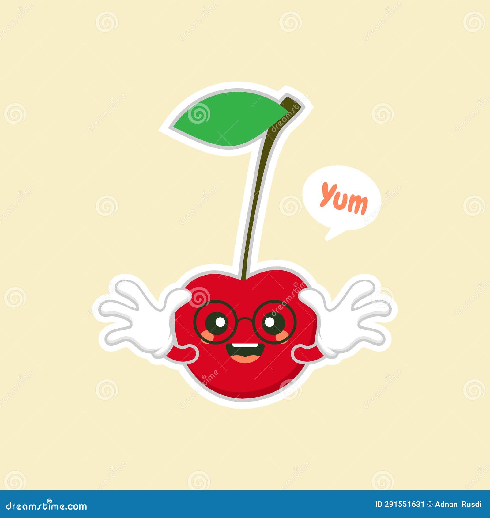 Cute and Kawaii Cherry Characters.Fruit Design with Cherry Vector ...
