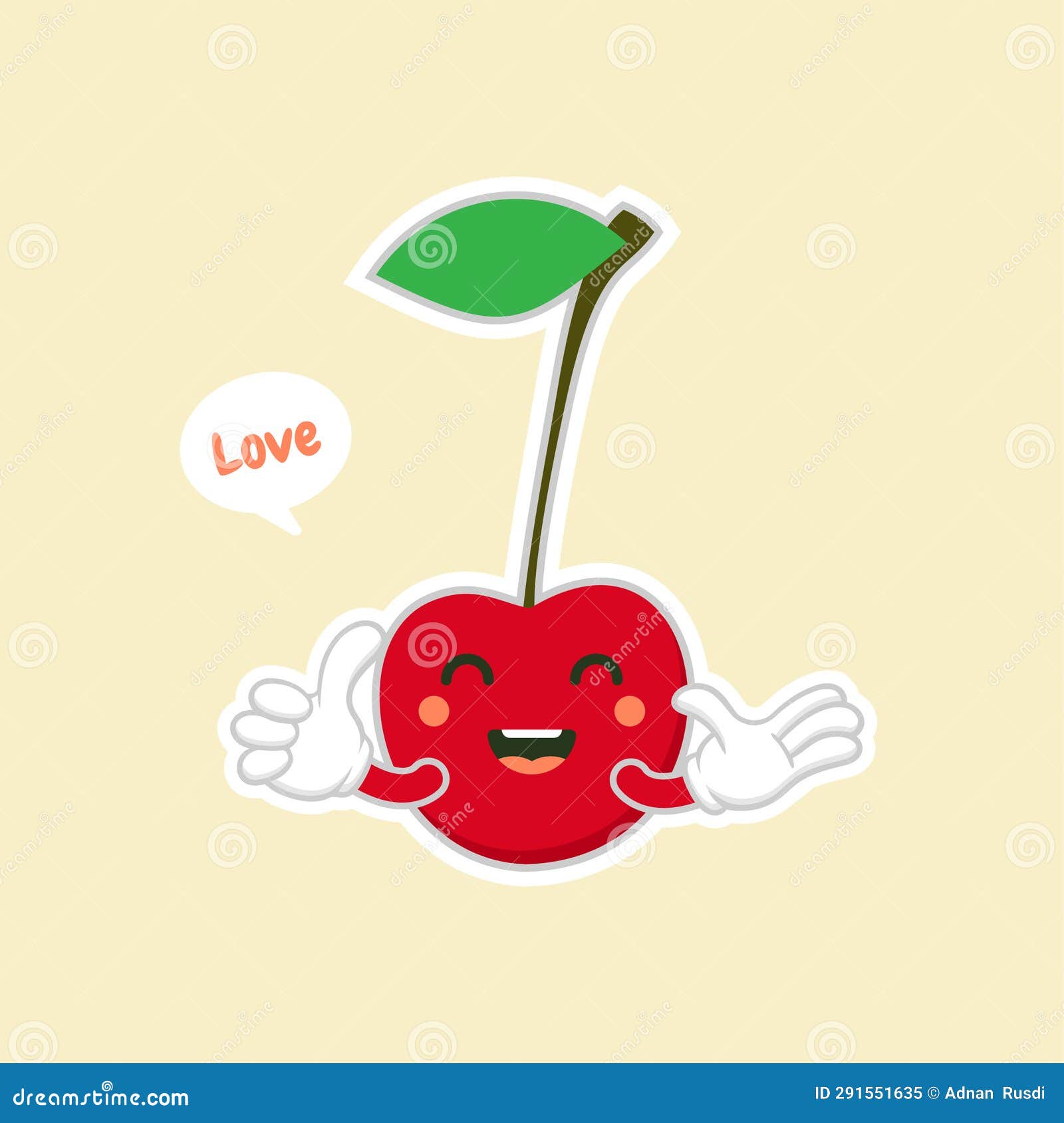 Cute and Kawaii Cherry Characters.Fruit Design with Cherry Vector ...