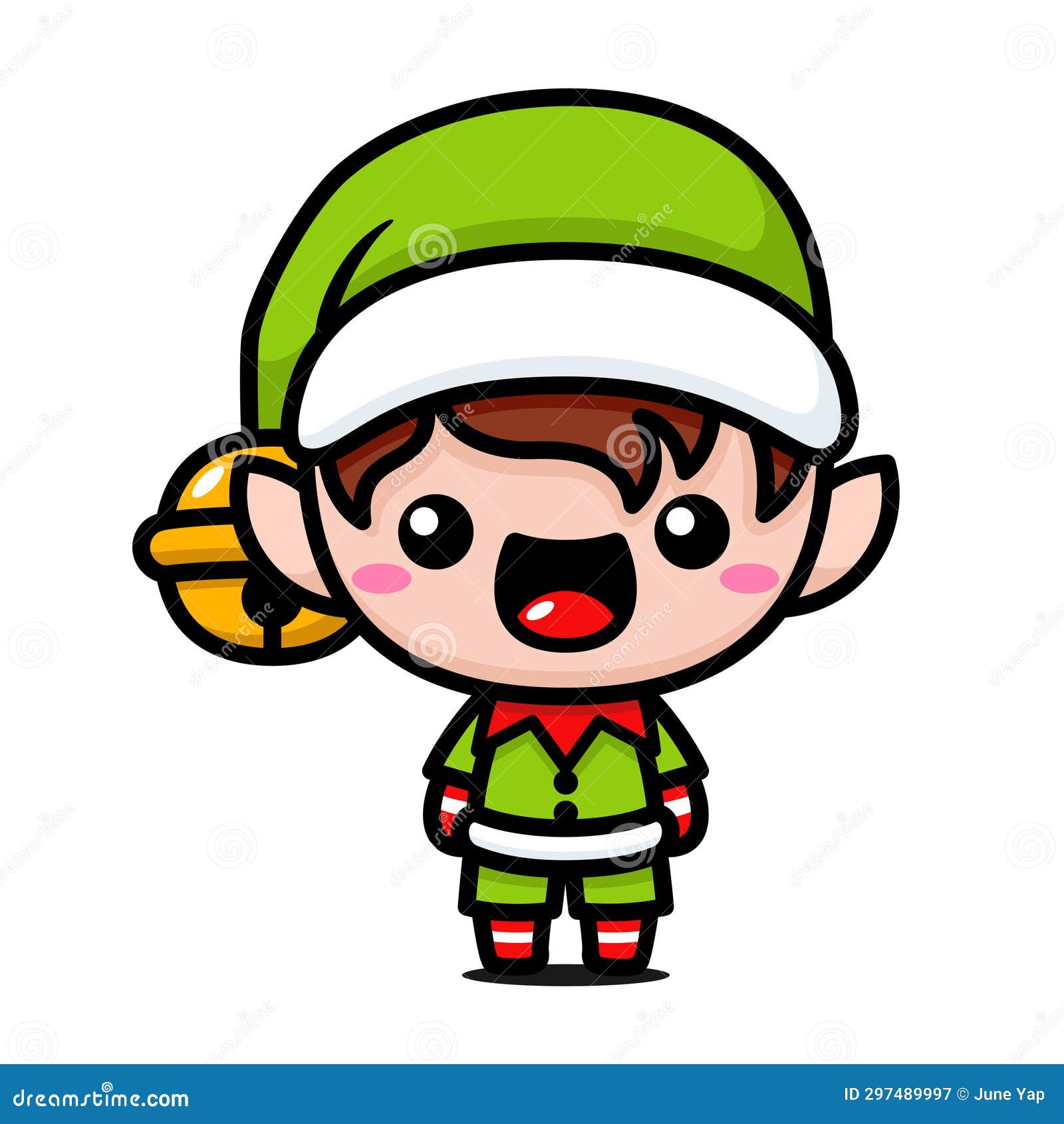 Cute and Kawaii Christmas Elf Stock Illustration - Illustration of ...