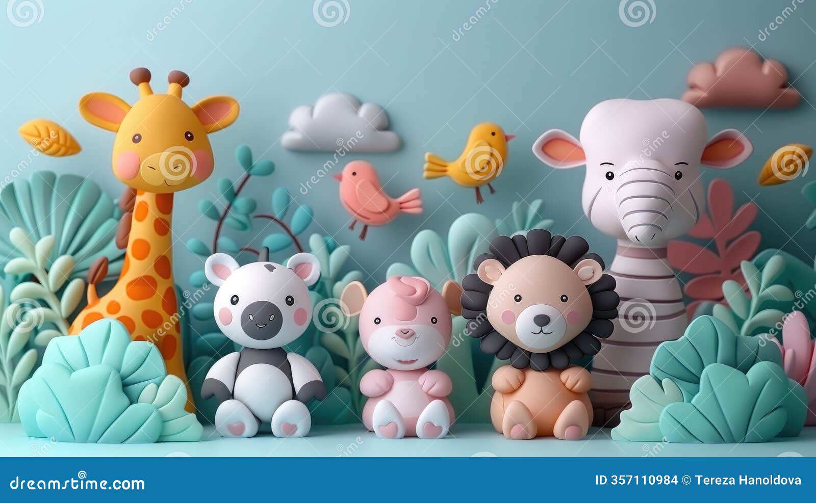 Cute Kawaii 3D Animal Character Design on Simple Backdrop Stock ...