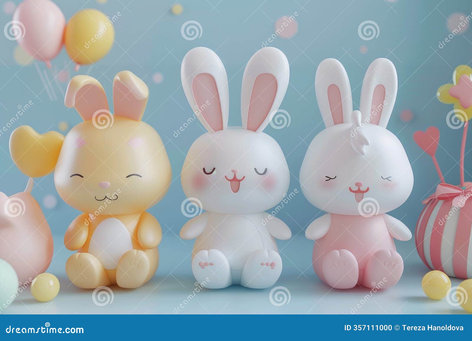 Cute Kawaii 3D Animal Character Design on Simple Backdrop Stock ...