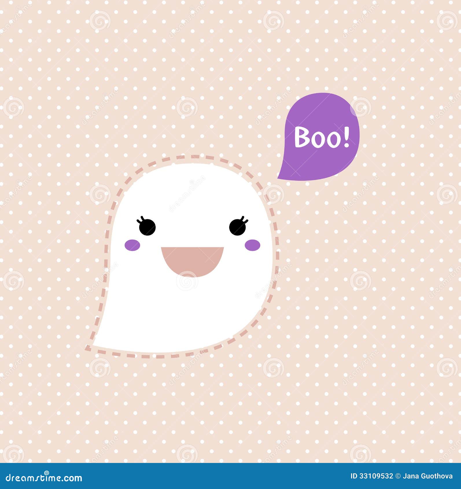 Cute Kawaii Ghost stock vector. Illustration of creature - 33109532