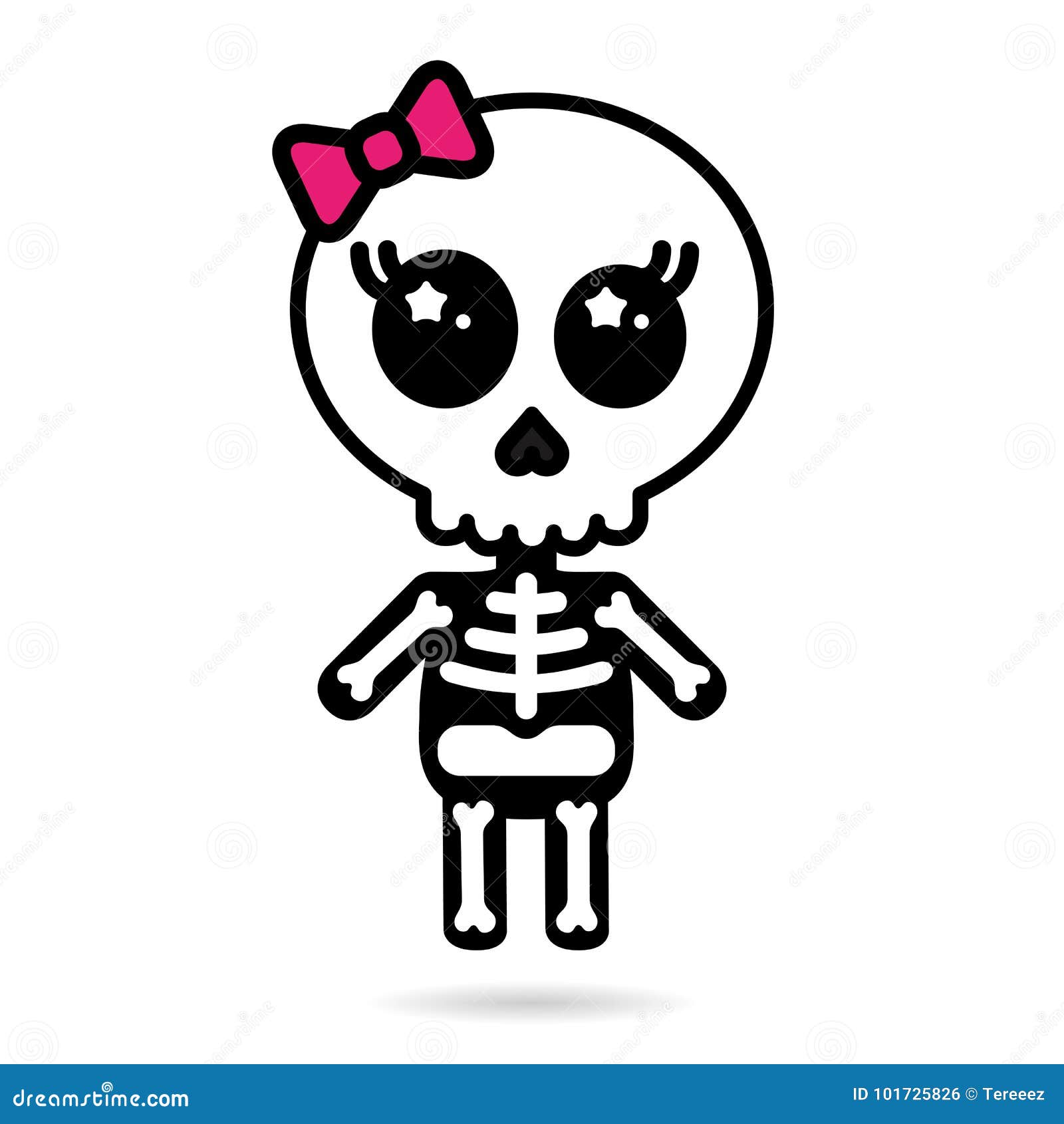 Cute Kawaii Girl Skeleton Isolated Halloween Concept Stock Vector ... Cute Kawaii Girl Skeleton Isolated Halloween Concept Stock Vector ...