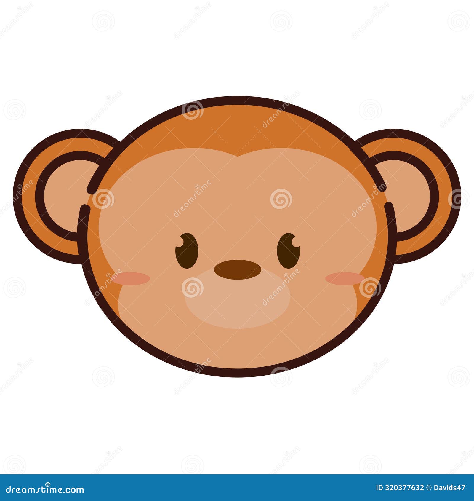 Cute Kawaii Monkey Animal Character Emoticon Vector Stock Vector ...