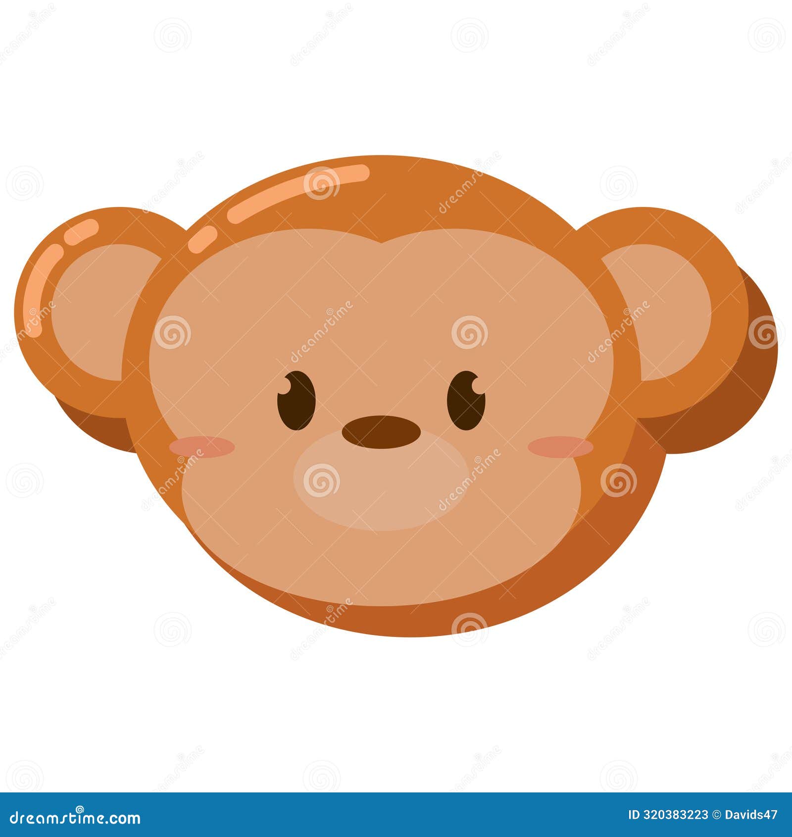 Cute Kawaii Monkey Animal Character Emoticon Vector Stock Illustration ...
