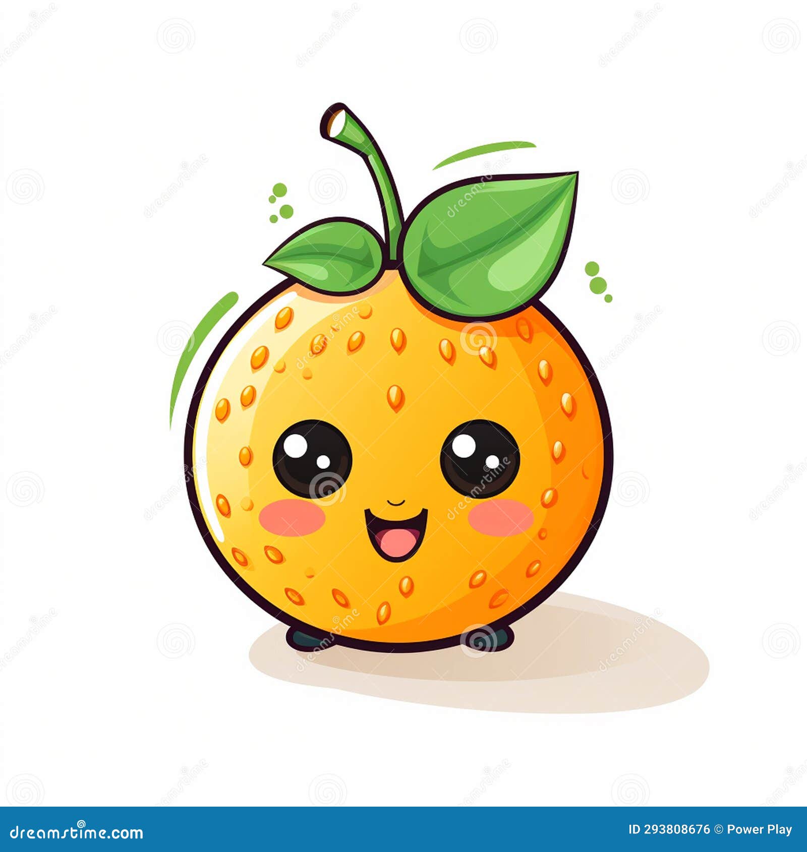 Cute Kawaii Orange Fruit Character Vector Illustration Isolated on a ...
