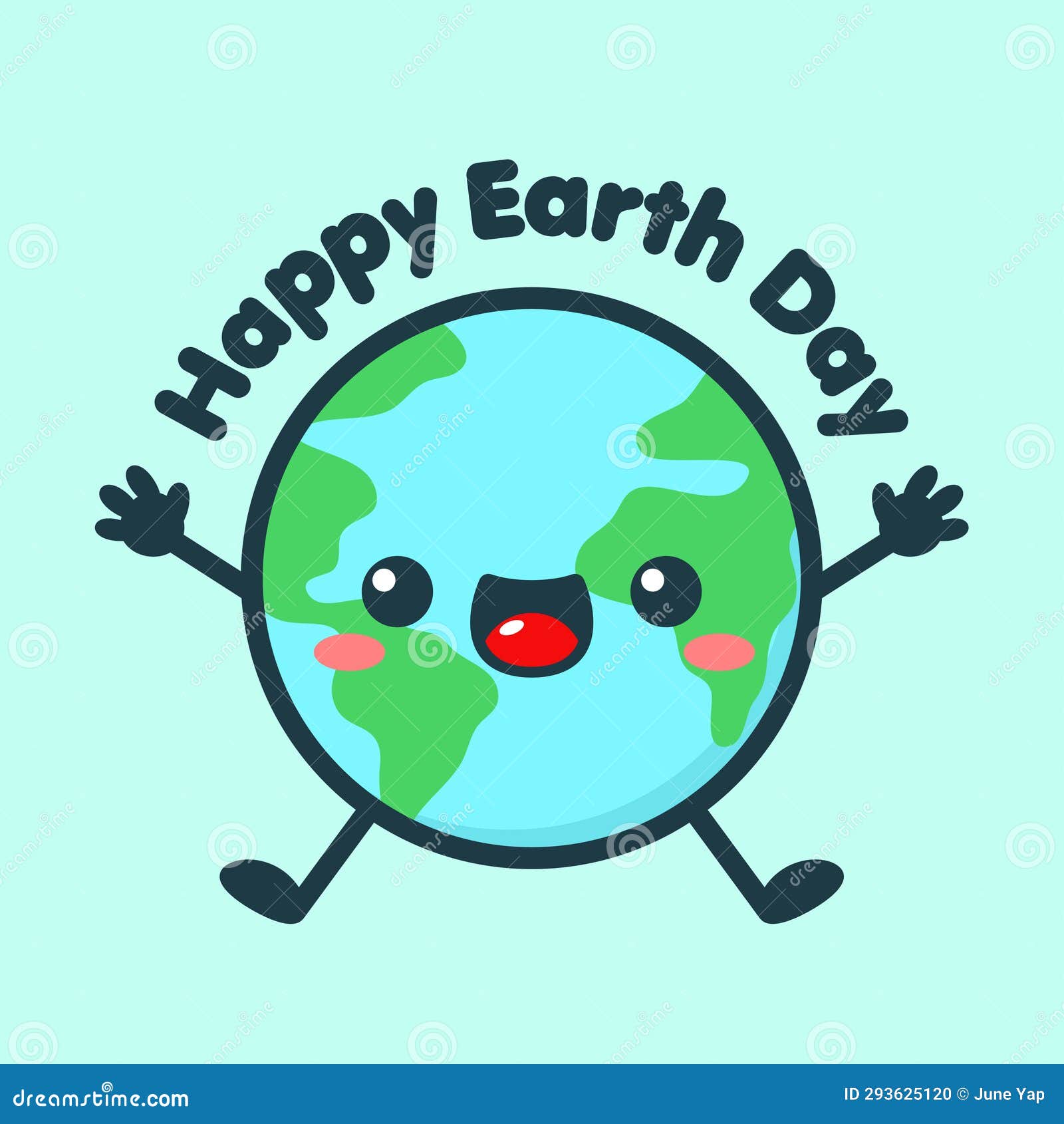 Cute and Kawaii Style Earth Character Stock Vector - Illustration of ...