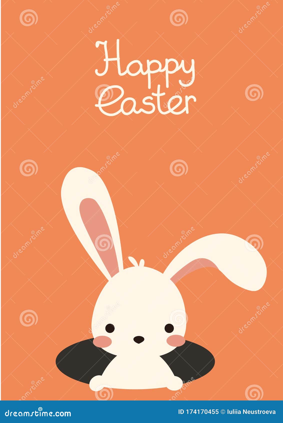 Cute Kawaii Vector Easter Bunny in Hole, Burrow Stock Vector ...