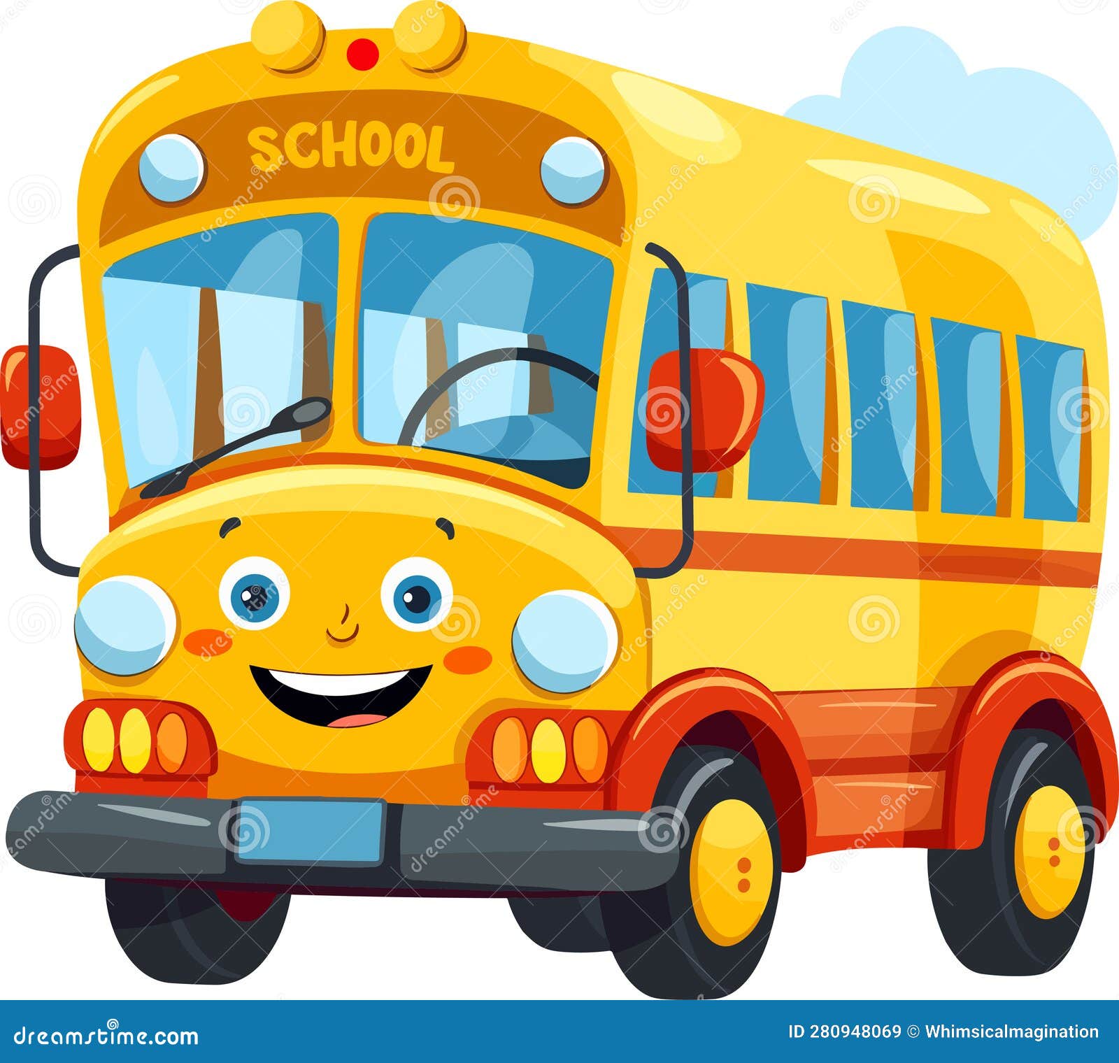 Cute Kawaii Yellow School Bus Vector Illustration Back To School ...