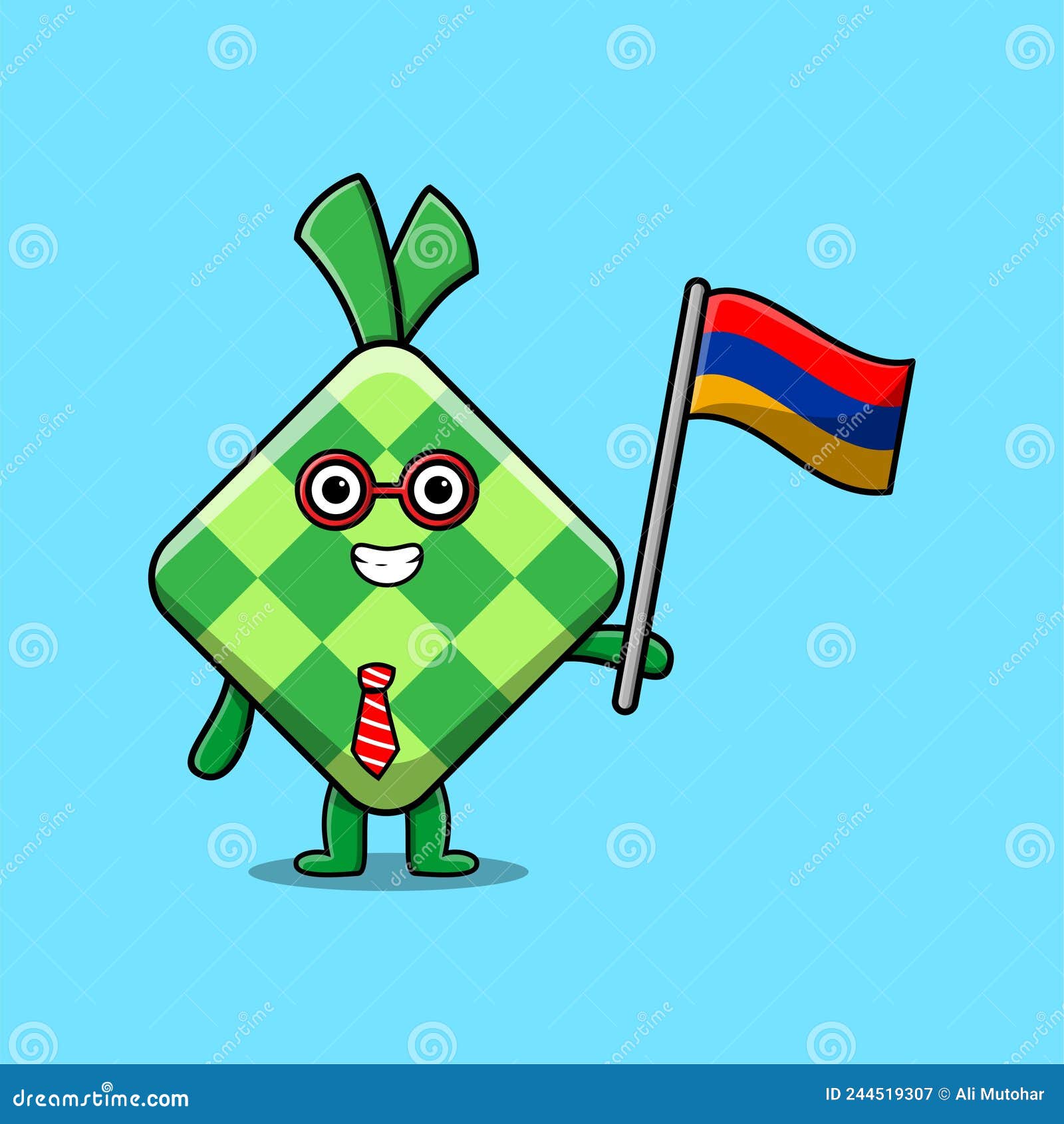 Cute Ketupat Cartoon in Flat Modern Design Stock Vector - Illustration ...