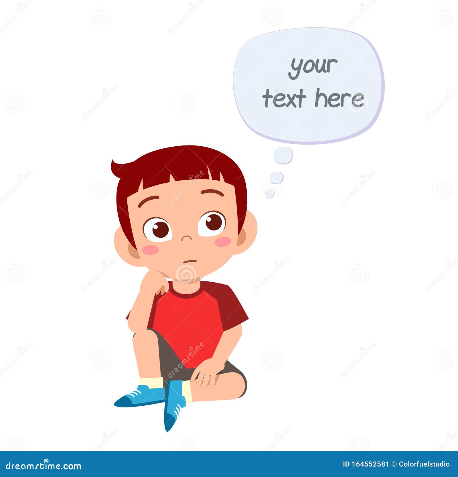 Cute Kid Boy with Blank Bubble Mind Stock Illustration - Illustration ...