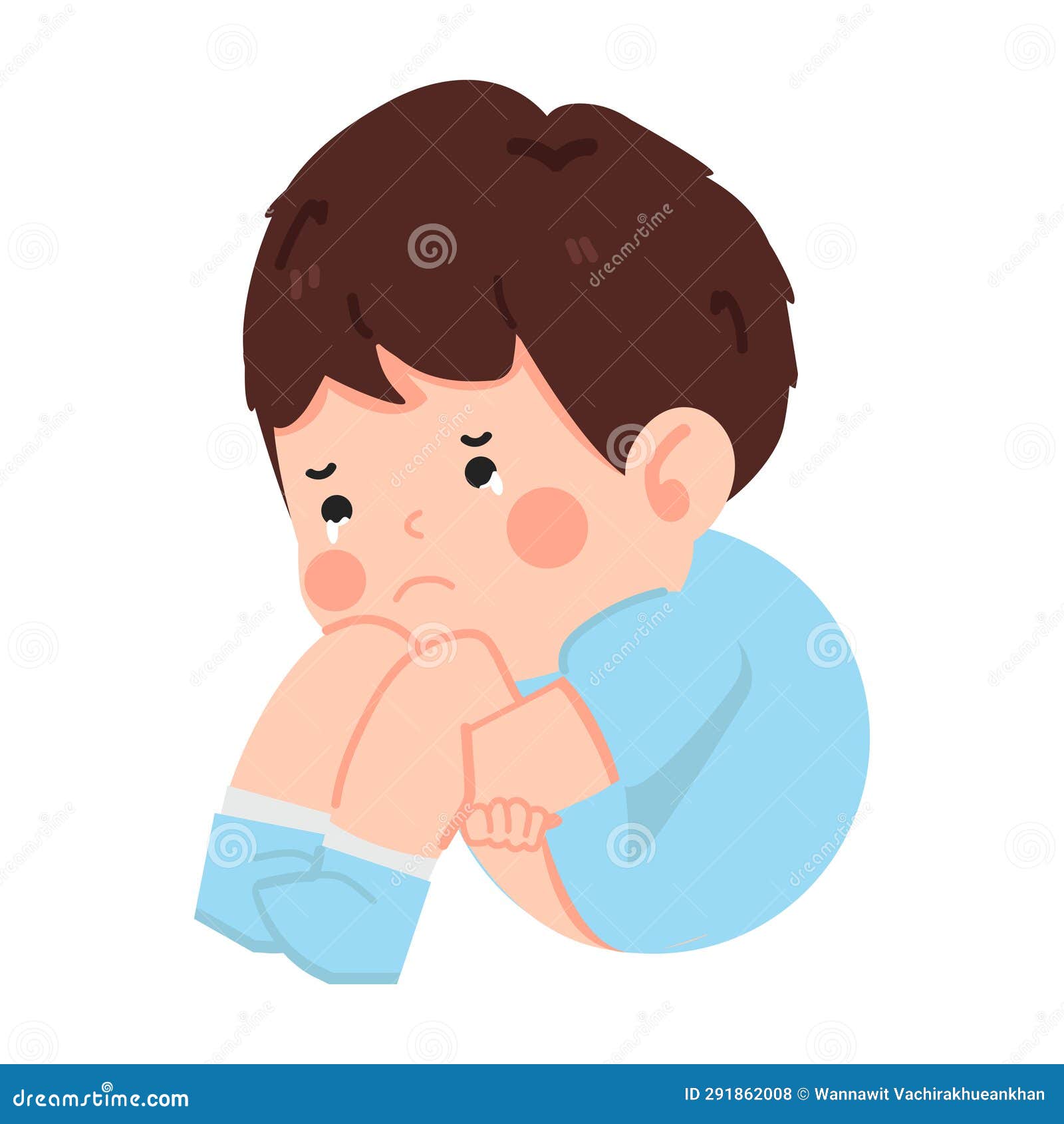 Cute Kid boy crying sad stock illustration. Illustration of student ...