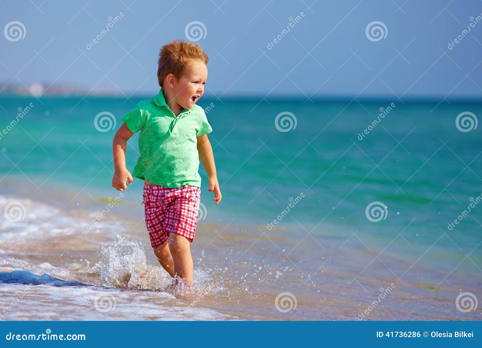 Cute Kid Boy Having Fun on the Sea Beach Stock Photo - Image of ...