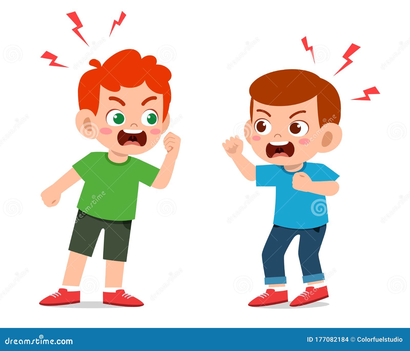 Cute Kid Boys Fight and Argue Each Other Stock Vector - Illustration of ...