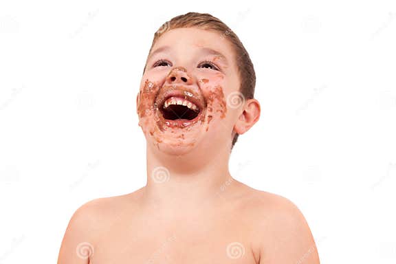 Cute Kid with Chocolate on His Face Stock Image - Image of caucasian ...