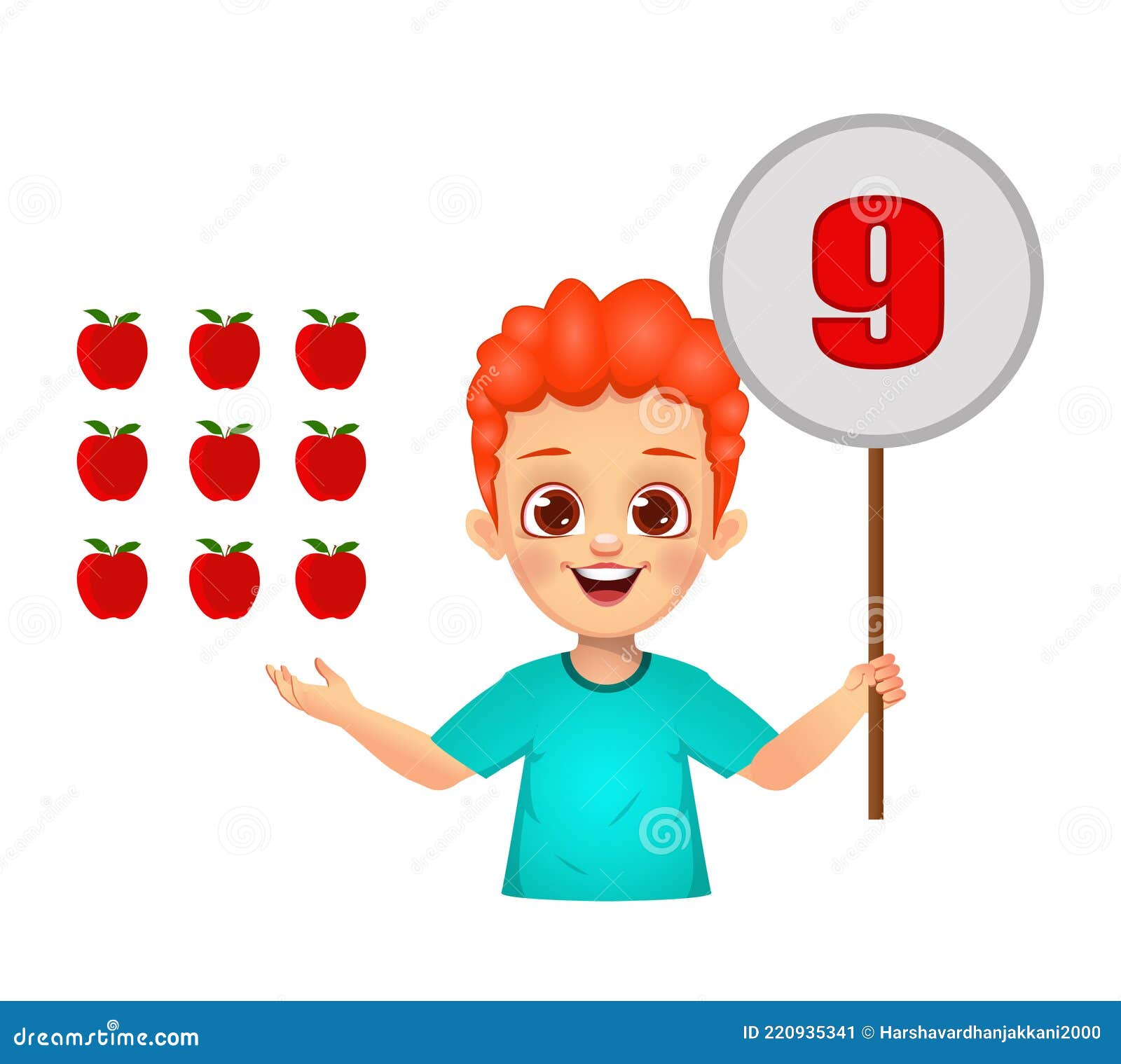 Cute Kid Counting Numbers by Showing Number Board Stock Vector ...