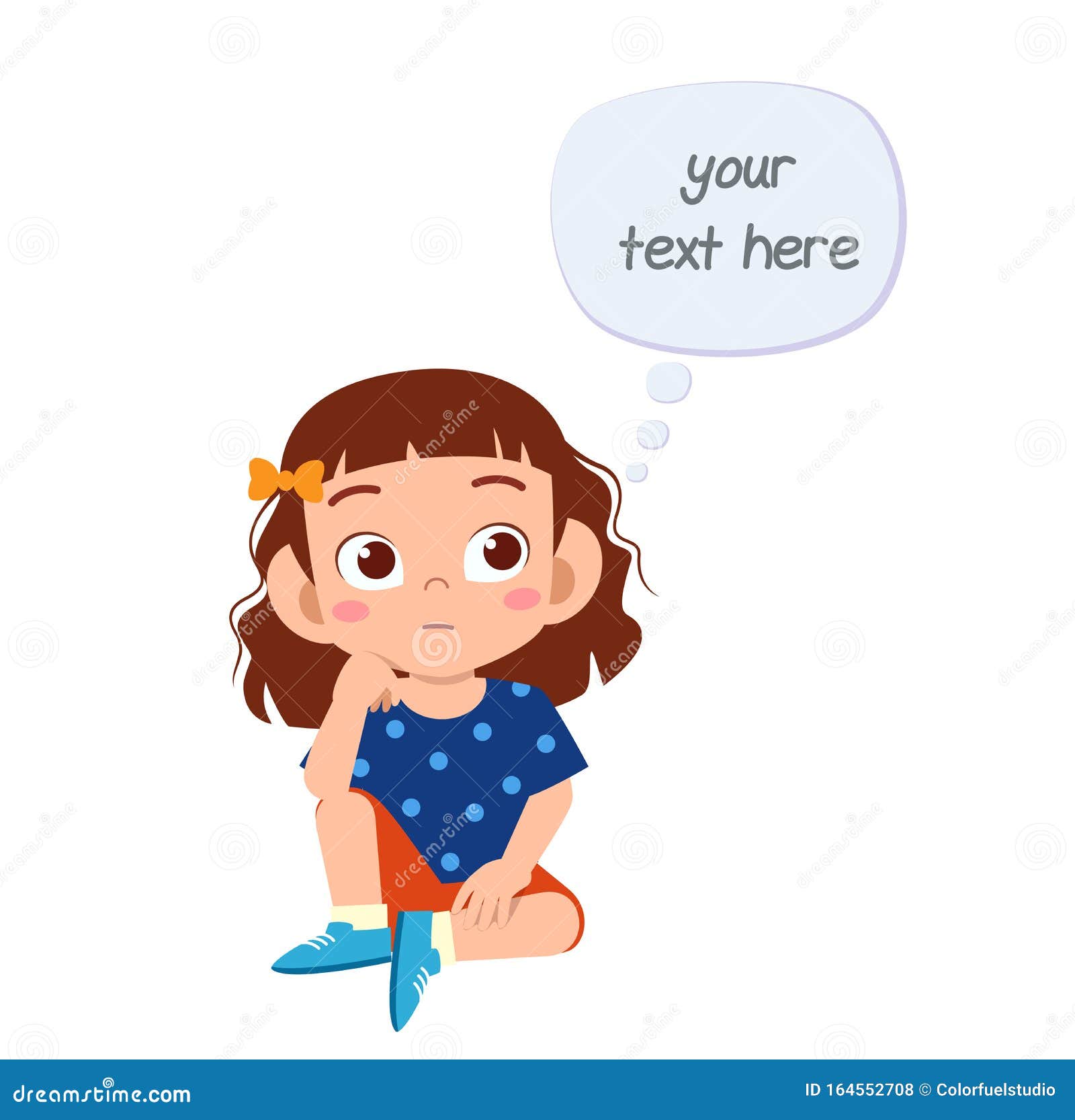 Little Girl Thinking Clipart