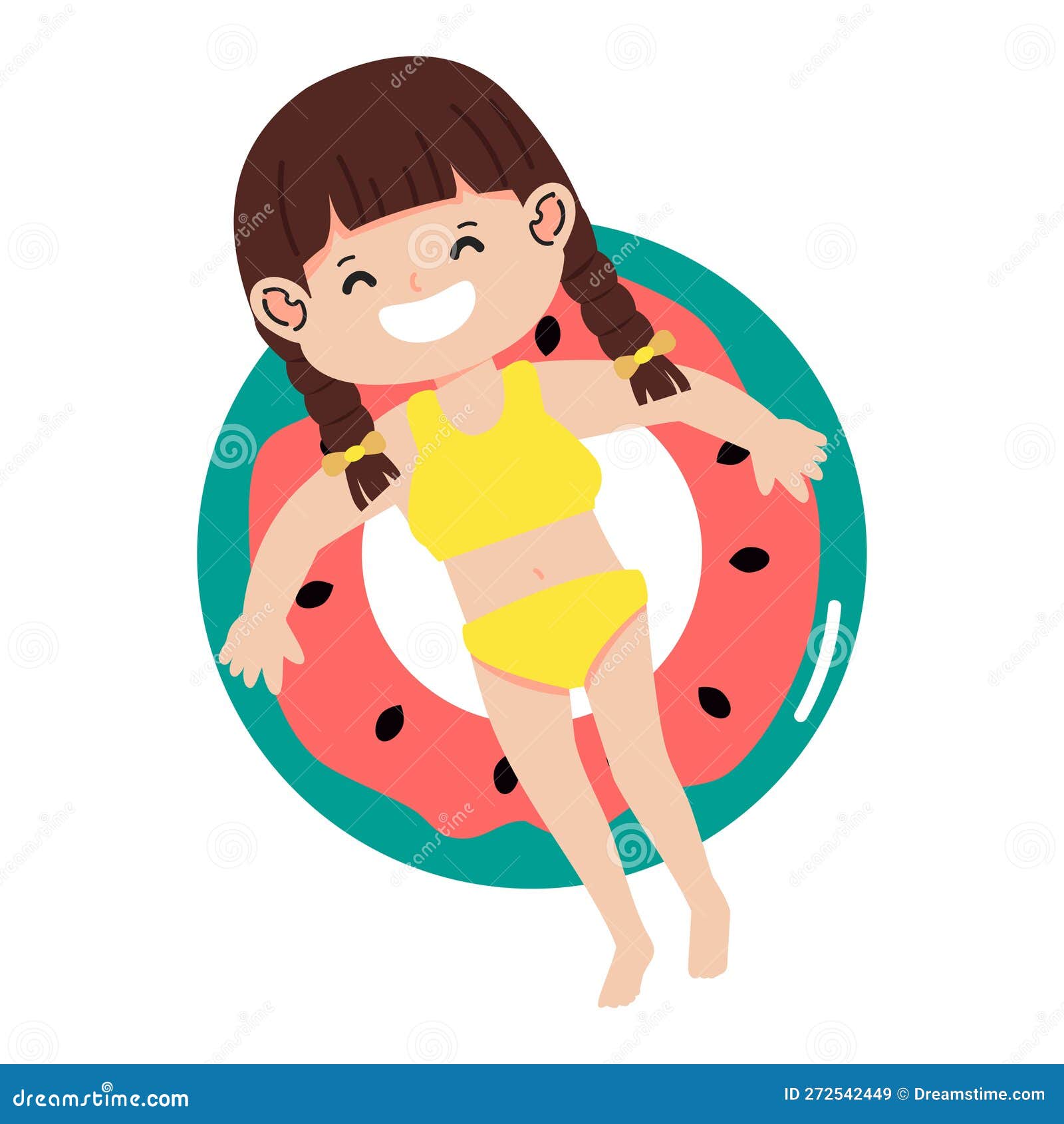 Cute Kid Girl Relaxing on Float Stock Vector - Illustration of pool ...