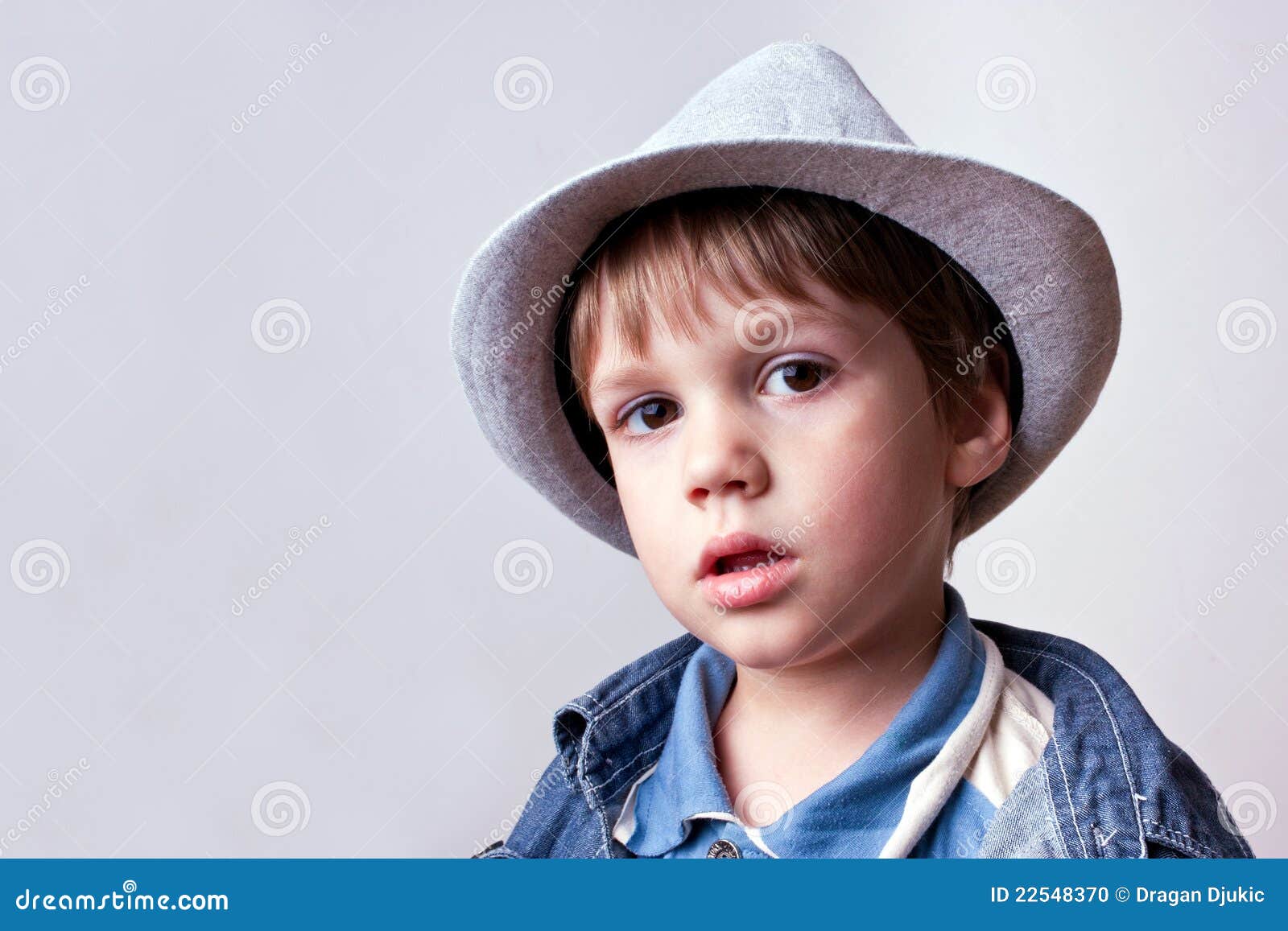 Cute Kid with Hat and Jeans Stock Photo - Image of childhood, male ...