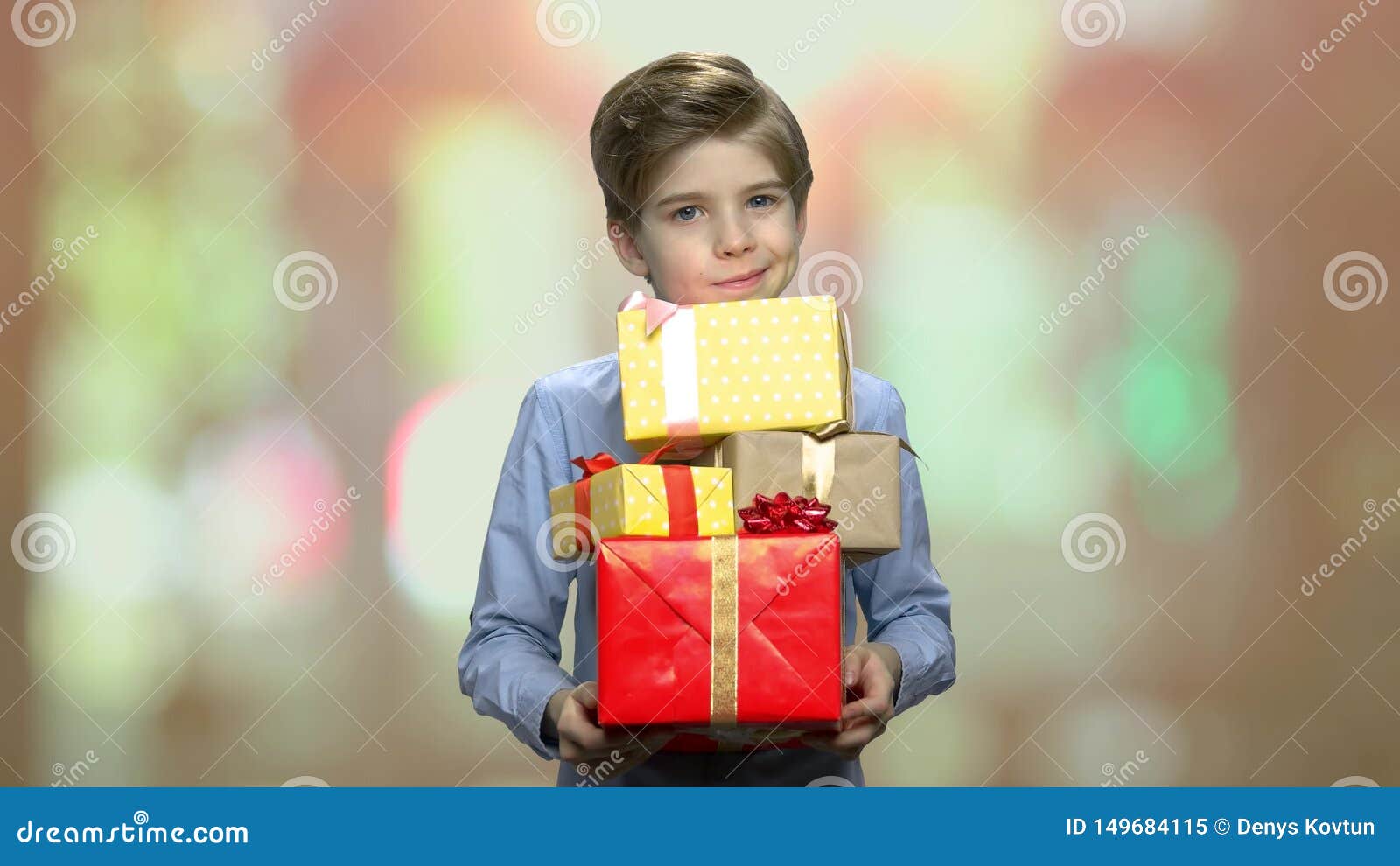 Cute Kid Holding Stack of Gift Boxes. Stock Video - Video of happiness ...