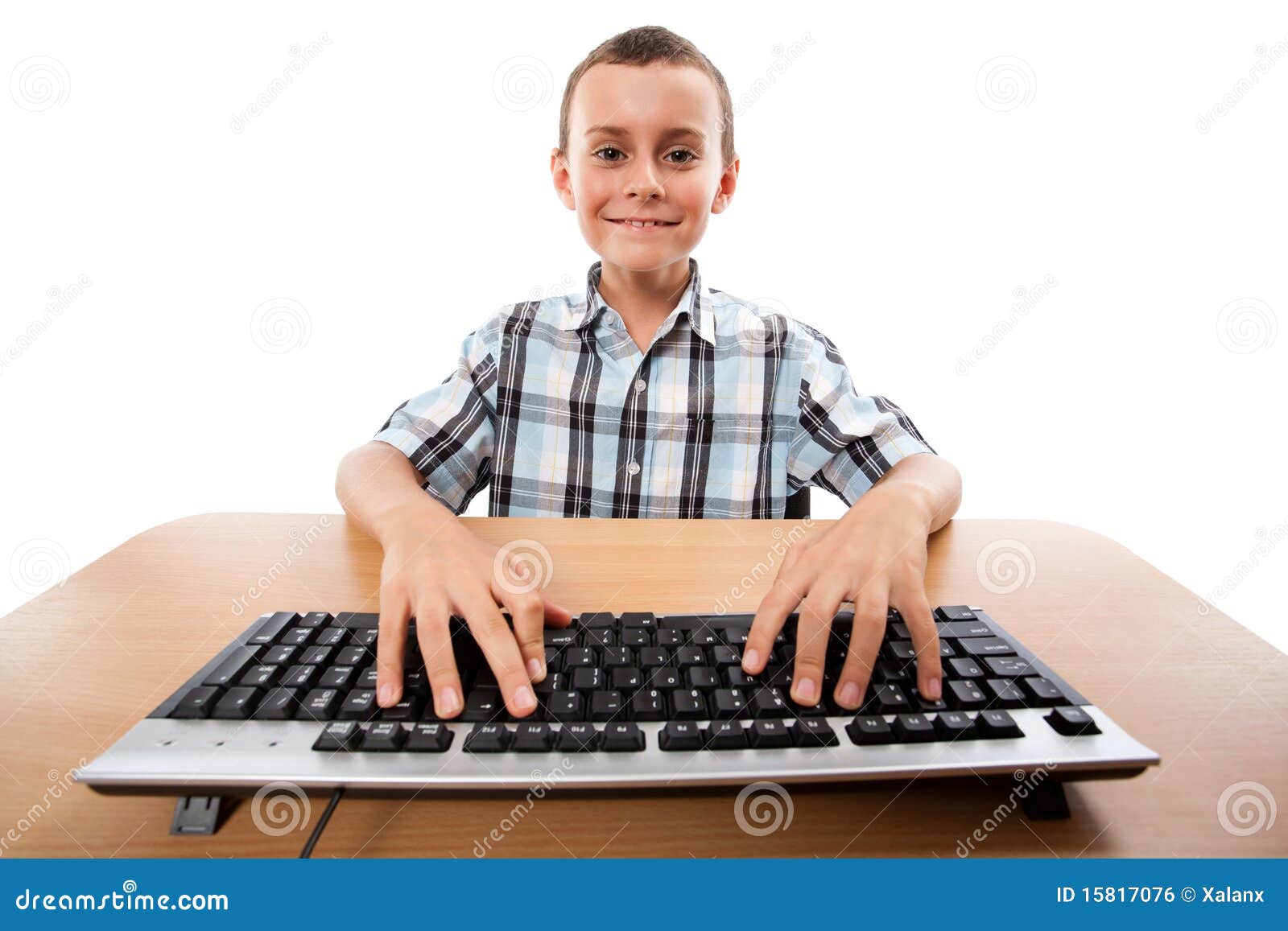 Cute kid at the keyboard stock photo. Image of beautiful - 15817076