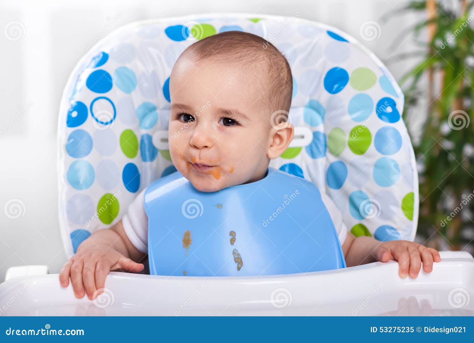 Cute kid making mess stock image. Image of feed, cute - 53275235