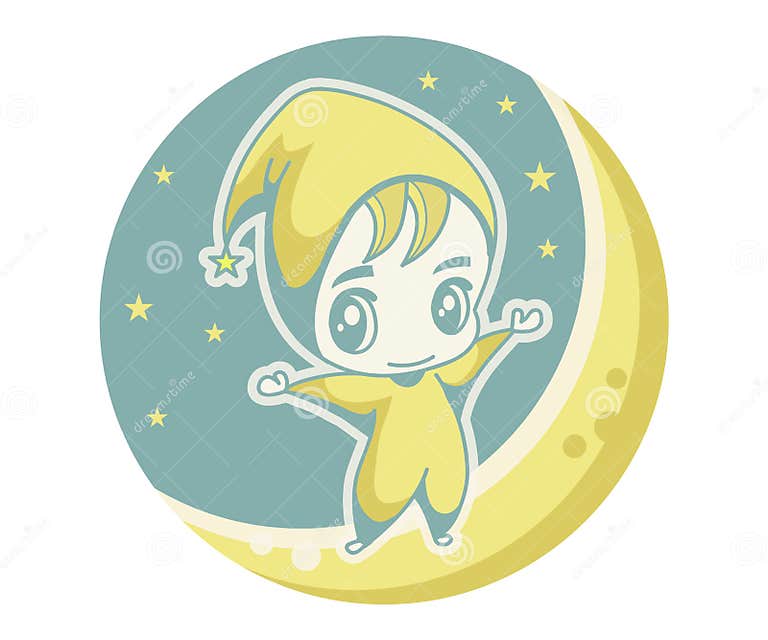 Cute kid on the moon stock vector. Illustration of stars - 55935347