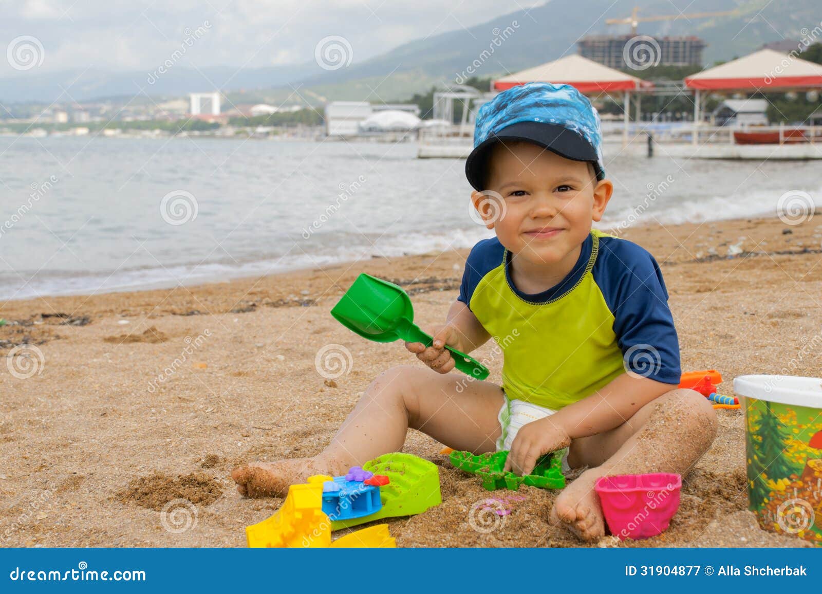Cute Kid Playing on the Beach Stock Image - Image of east, lifestyle ...