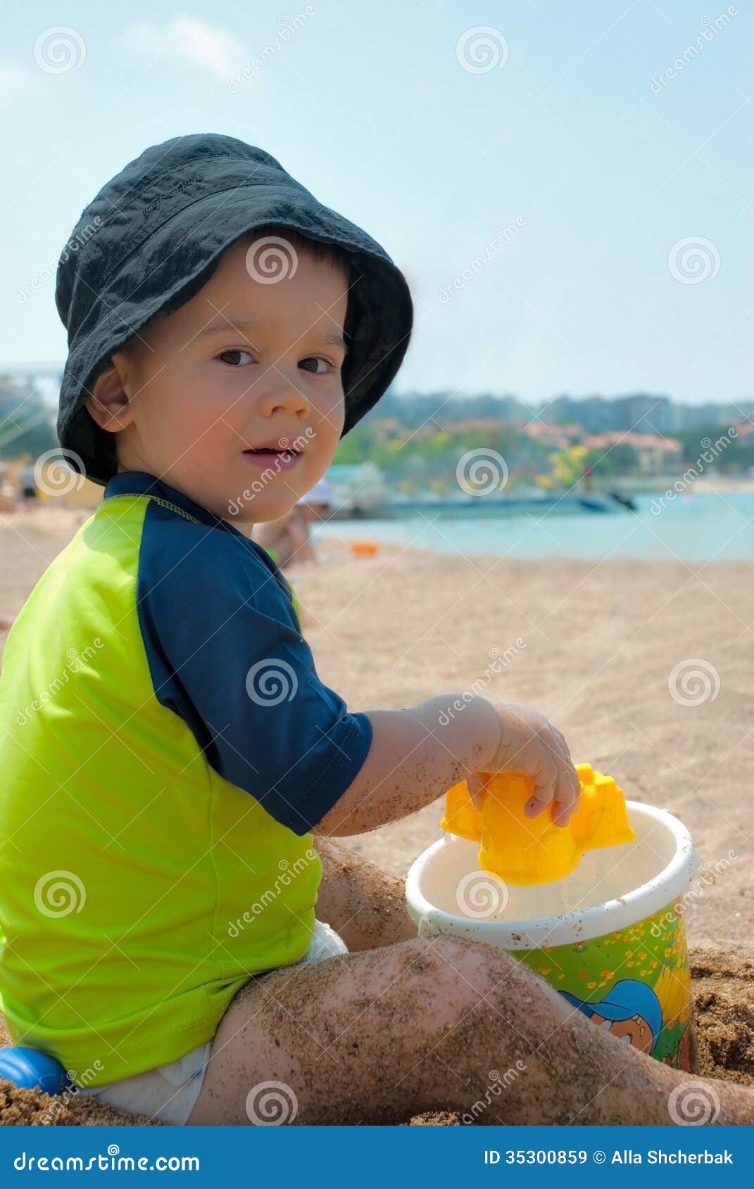 Cute Kid Playing on the Beach Stock Image - Image of beautiful, coast ...