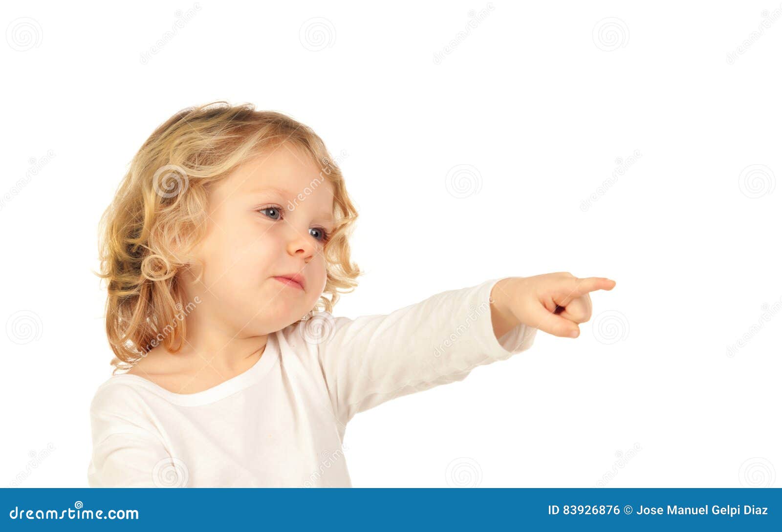 Cute Kid Pointing with His Finger Stock Photo - Image of isolated ...
