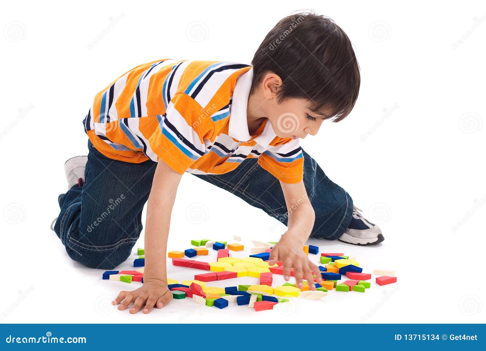 Cute Kid In Process Of Joining The Blocks Picture. Image: 13715134