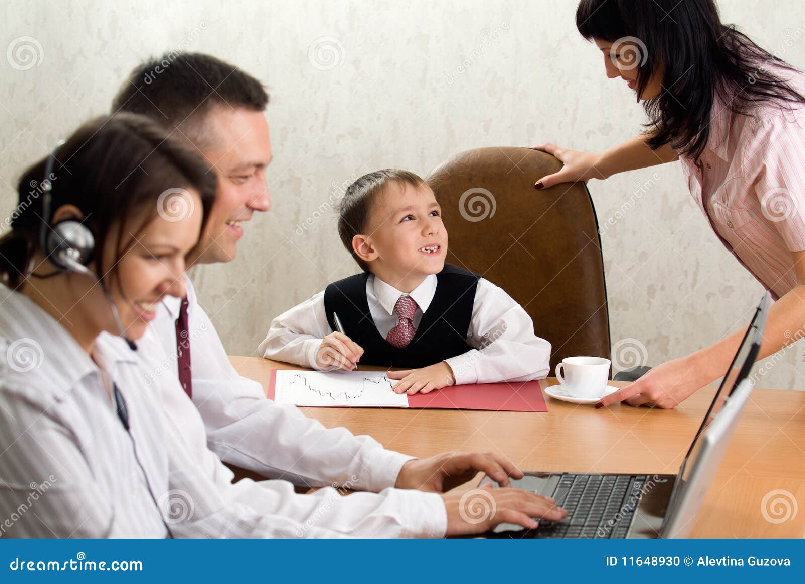 Cute Kid in the Role of an Office Manager Stock Photo - Image of group ...