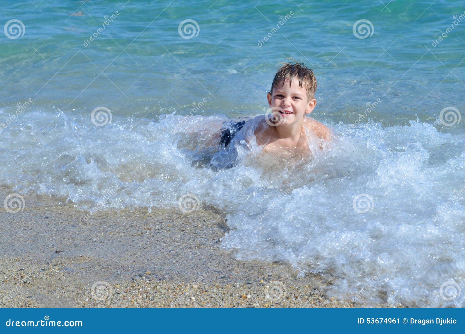 Cute Kid Smiling in Sea Wave Stock Image - Image of child, waves: 53674961