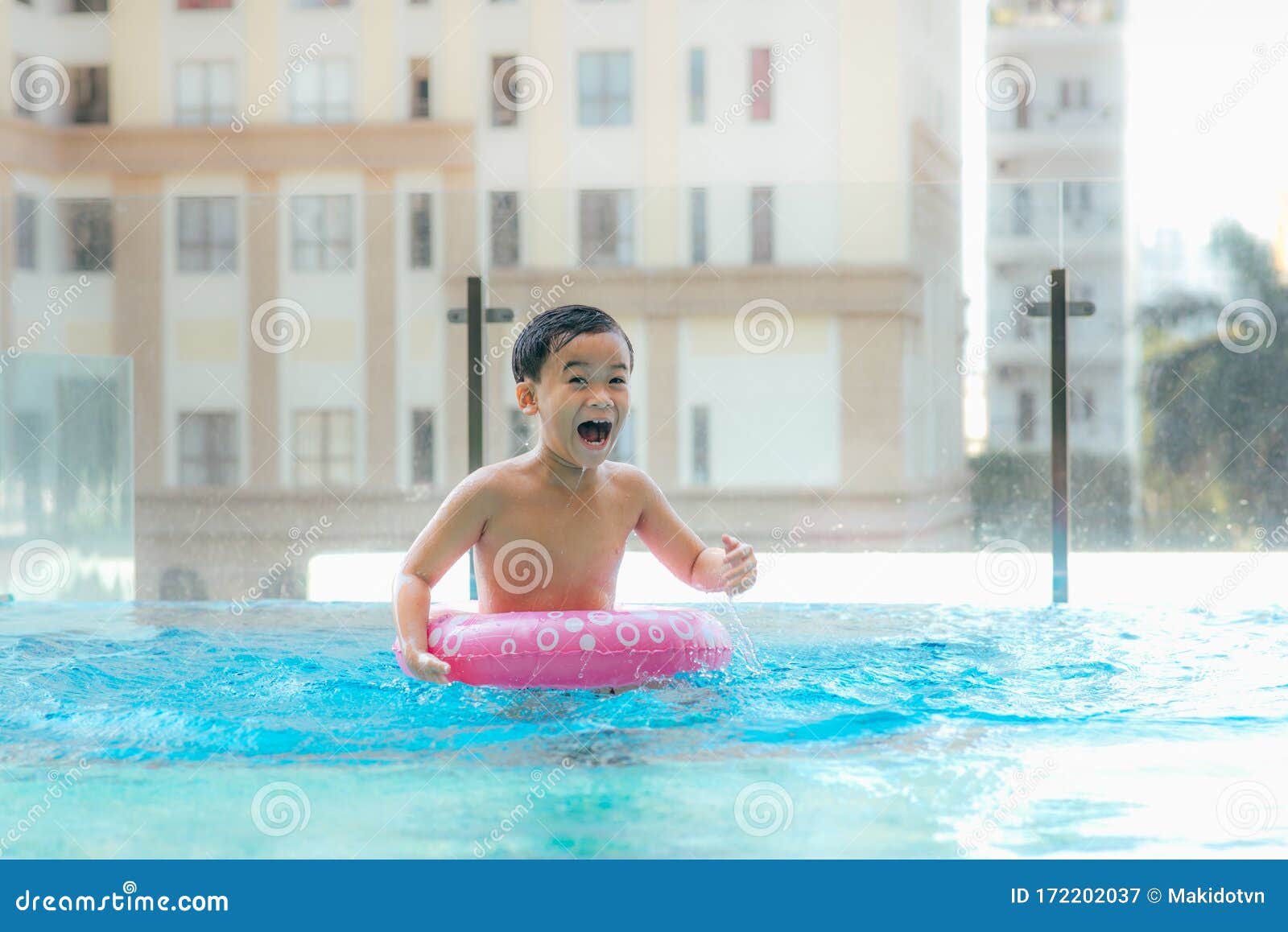 Cute Kid Swimming in a Pool with Clear Water Stock Image - Image of ...