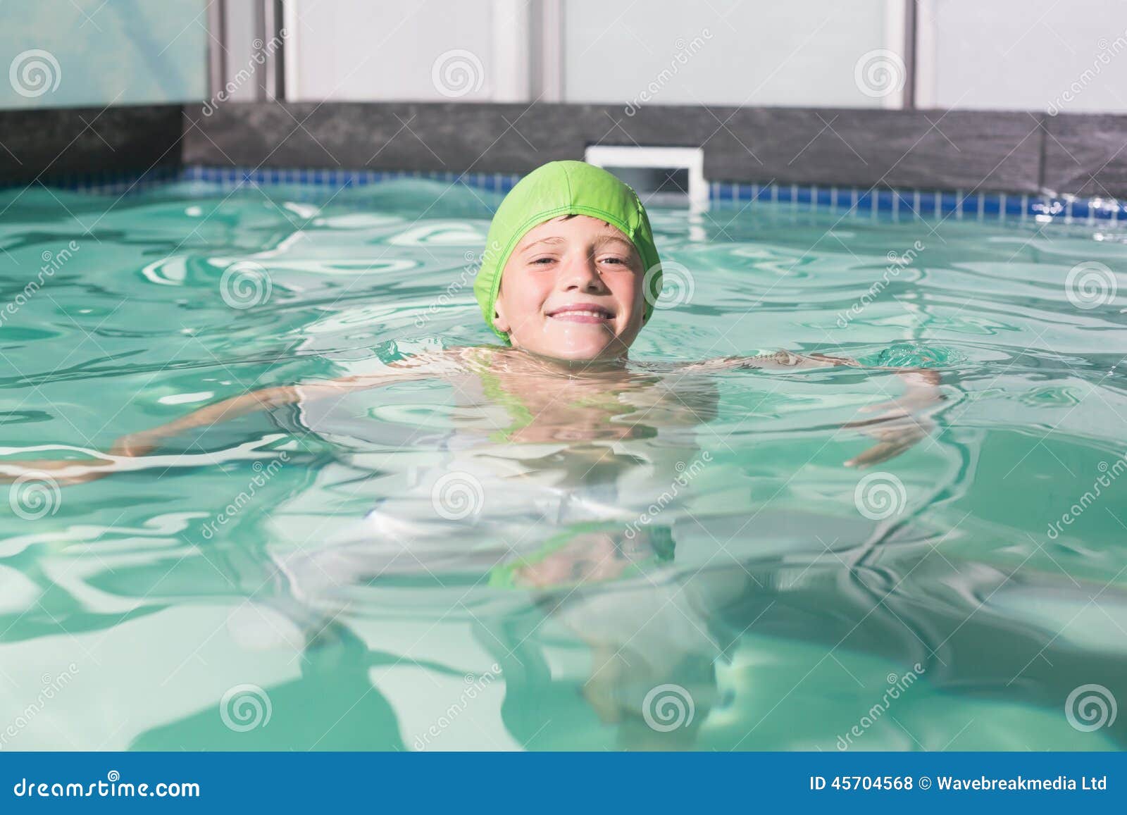 Cute Kid Swimming in the Pool Stock Photo - Image of childhood, girl ...