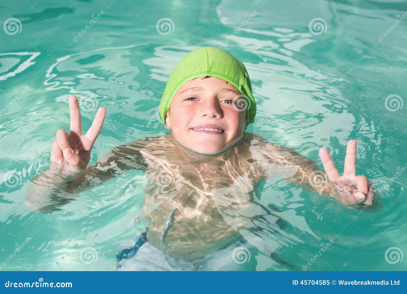 Cute Kid Swimming in the Pool Stock Image - Image of lifestyle, posing ...