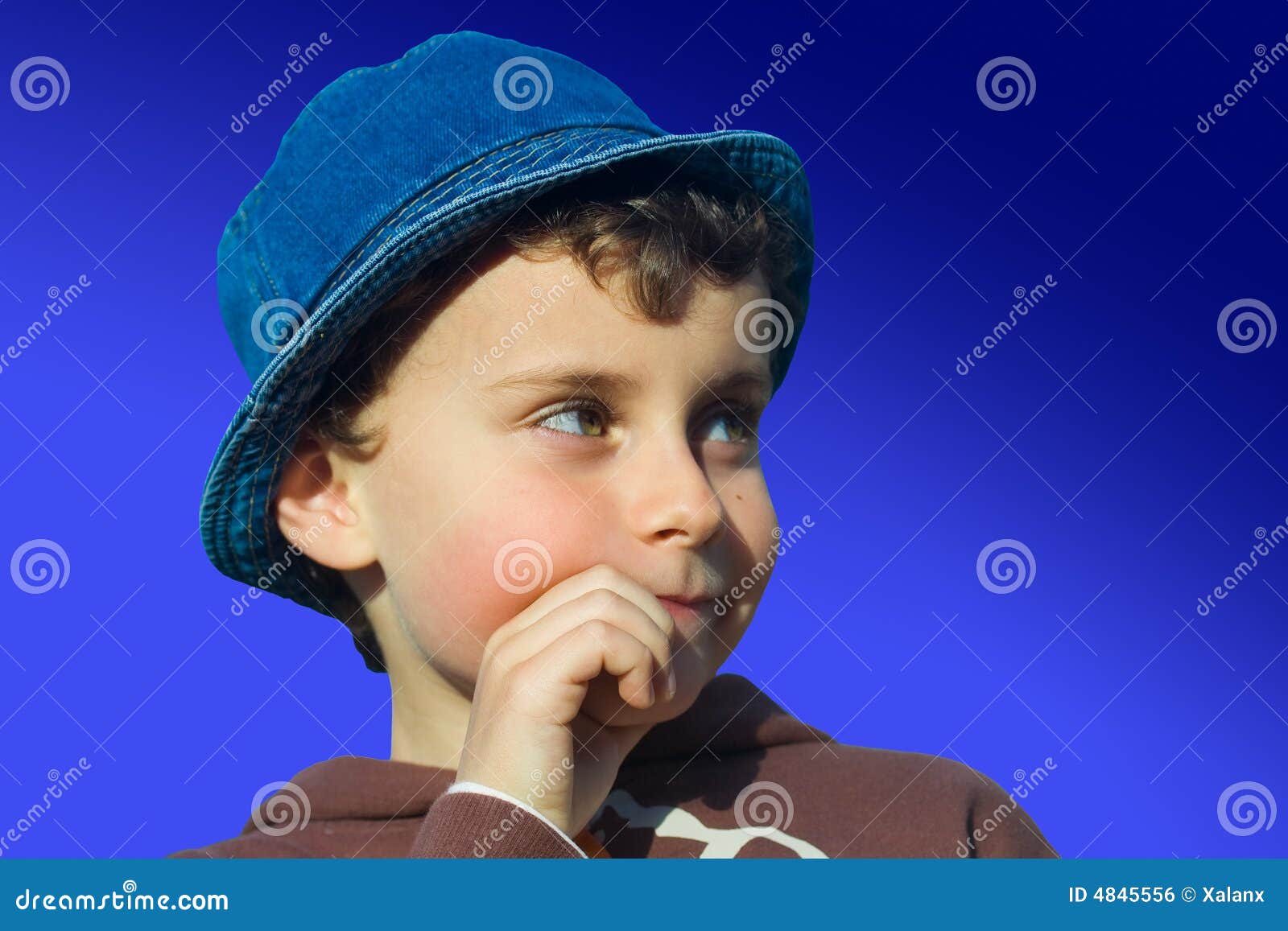 Cute kid thinking stock photo. Image of introspective - 4845556