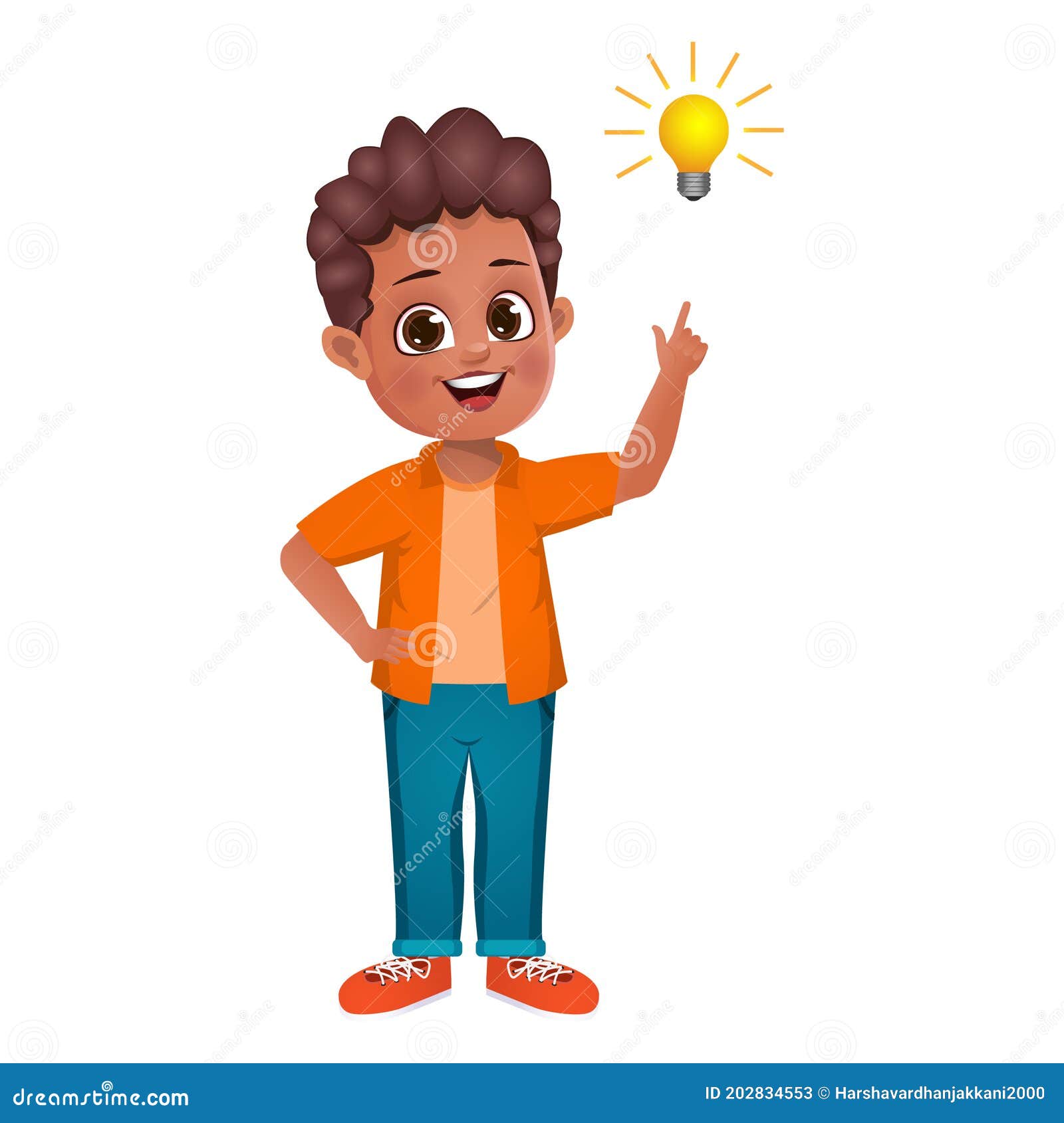 Cute kid thinking idea stock illustration. Illustration of decision ...