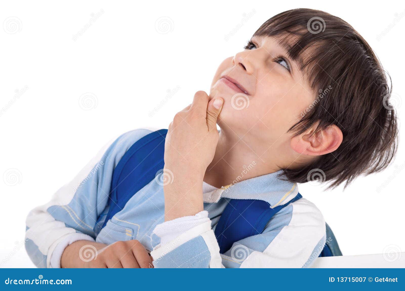 Cute Kid Thinking And Looking Up Stock Image - Image of learning ...