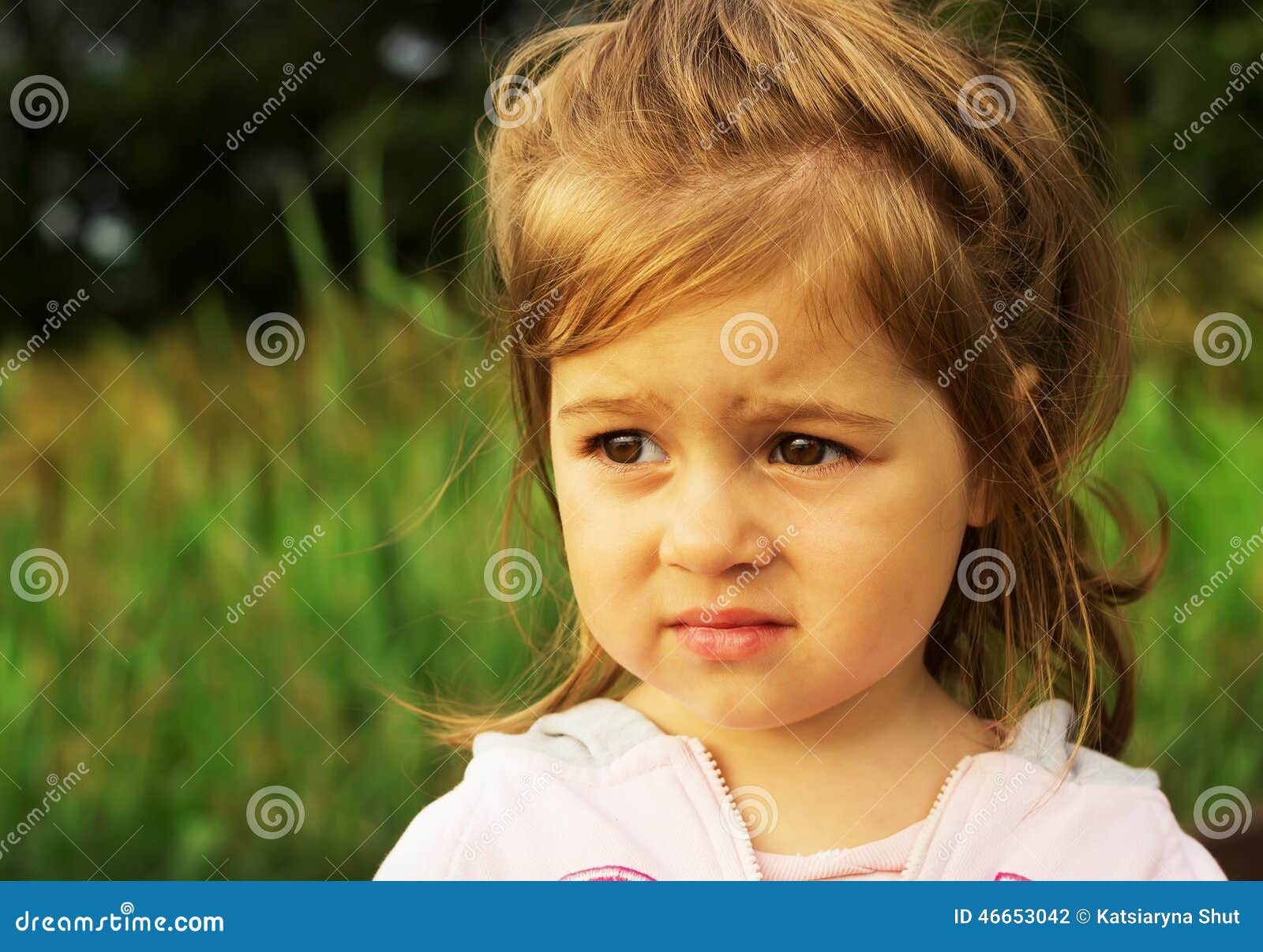 Cute kid thinking outdoor stock photo. Image of cute - 46653042