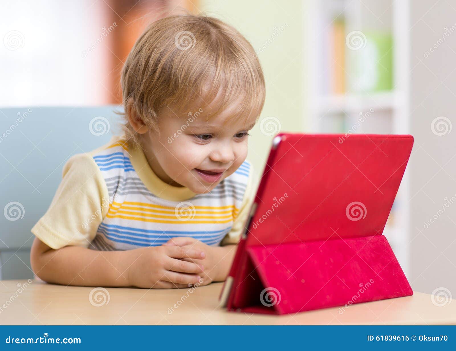 Cute Kid Toddler Boy with Tablet Pc Stock Photo - Image of mobile ...