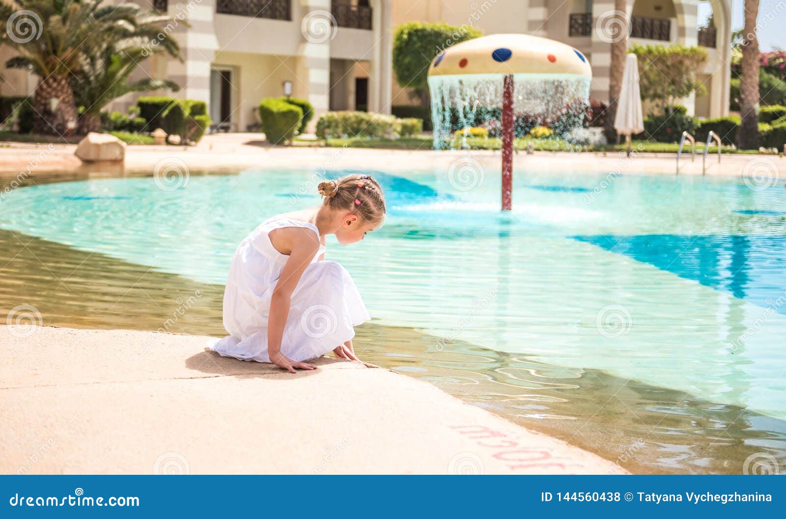 Cute Kid Walking by the Pool Stock Photo - Image of cute, resort: 144560438
