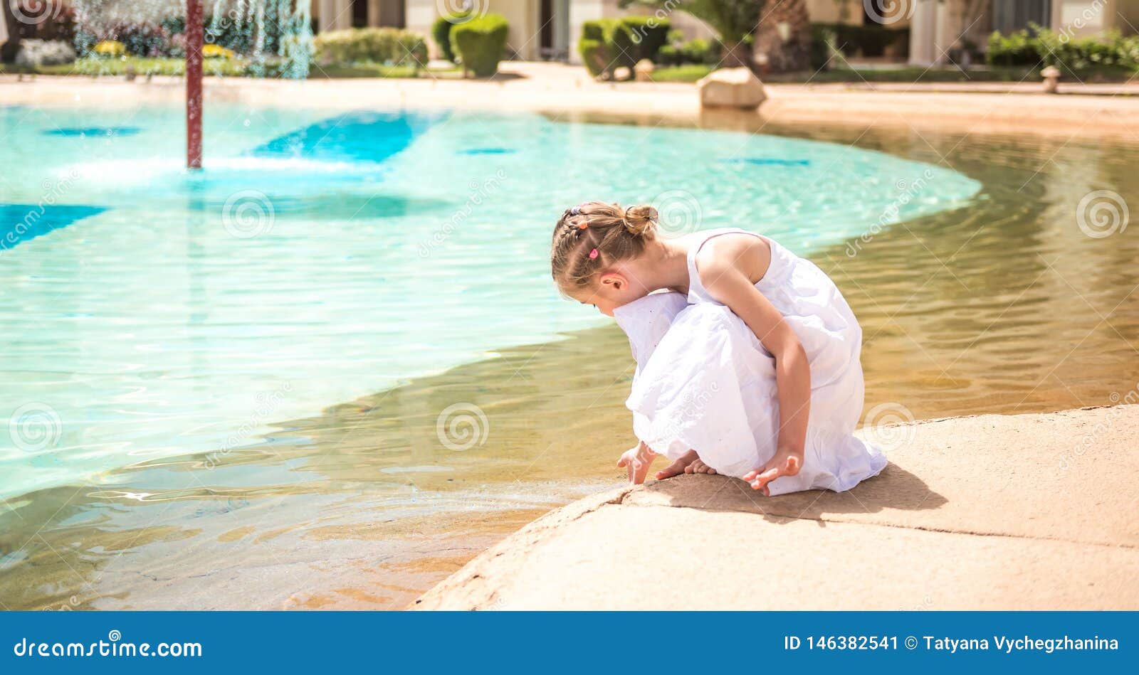 Cute Kid Walking by the Pool Stock Image - Image of happiness, playful ...