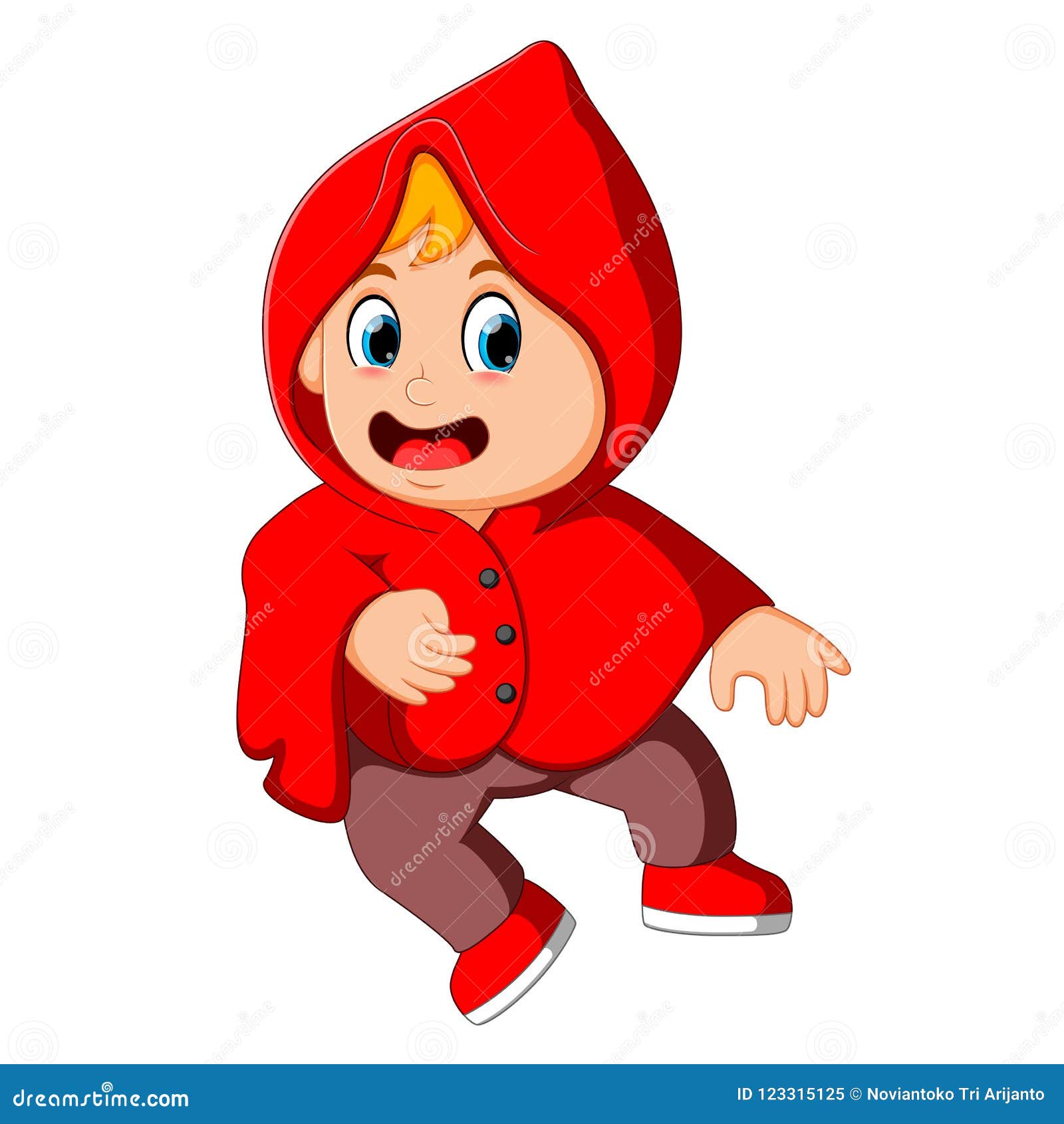 Cute Kid Witch Walking in Red Cloak Stock Vector - Illustration of ...