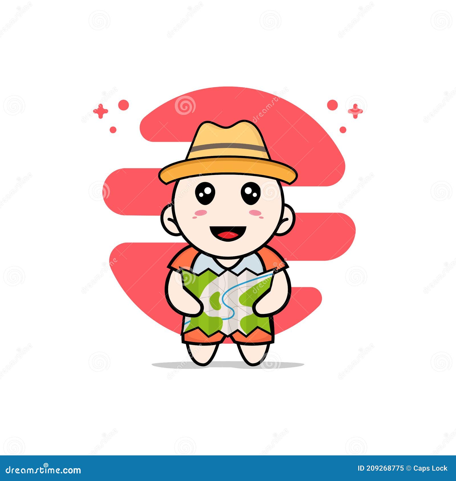 Cute Kids Character Holding Map Stock Vector - Illustration of cartoon ...