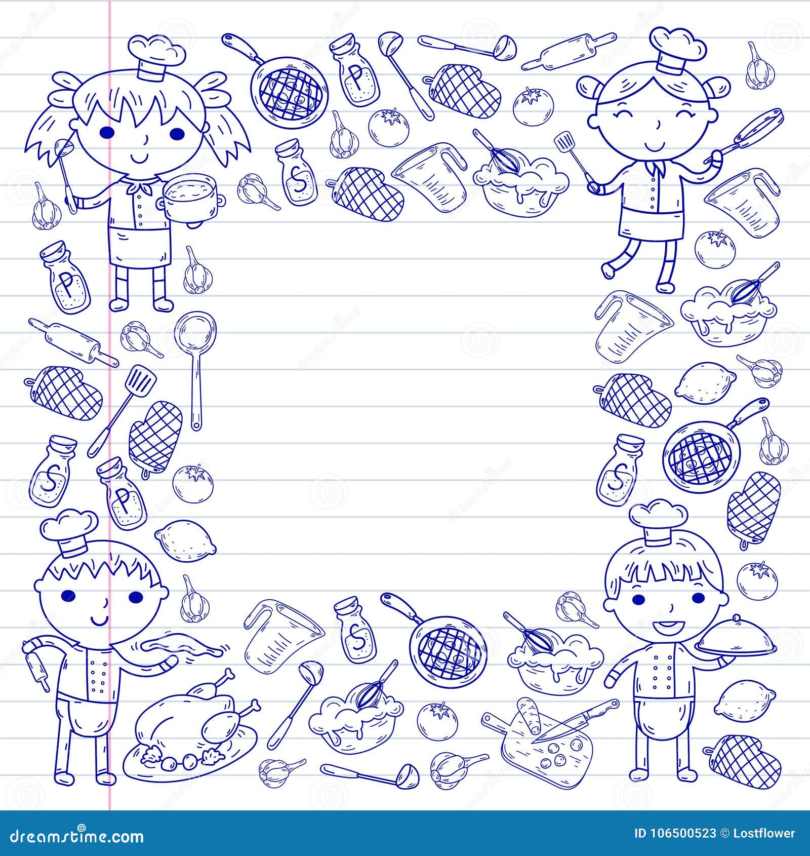 Cute Kids Chef on White Background Children Cooking Kitchen Children ...