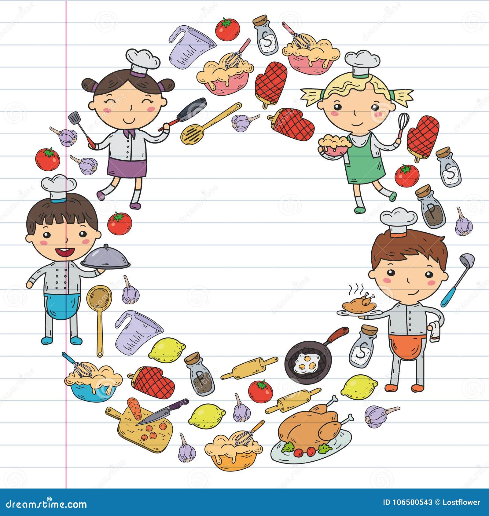 Cute Kids Chef on White Background Children Cooking Kitchen Children ...